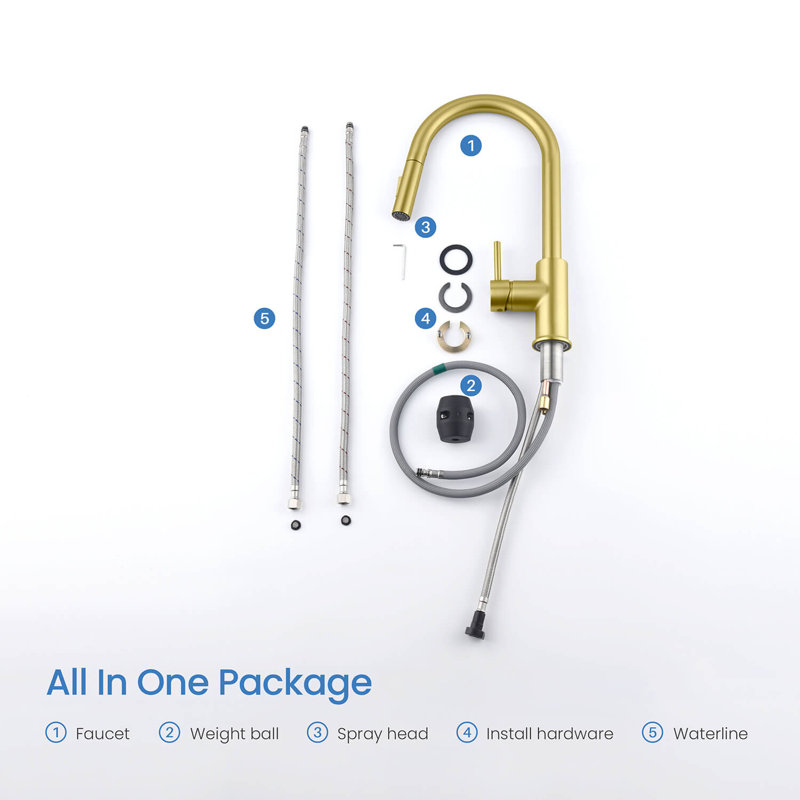 KIBI USA KIBI Pull Down Kitchen Faucet & Reviews | Wayfair