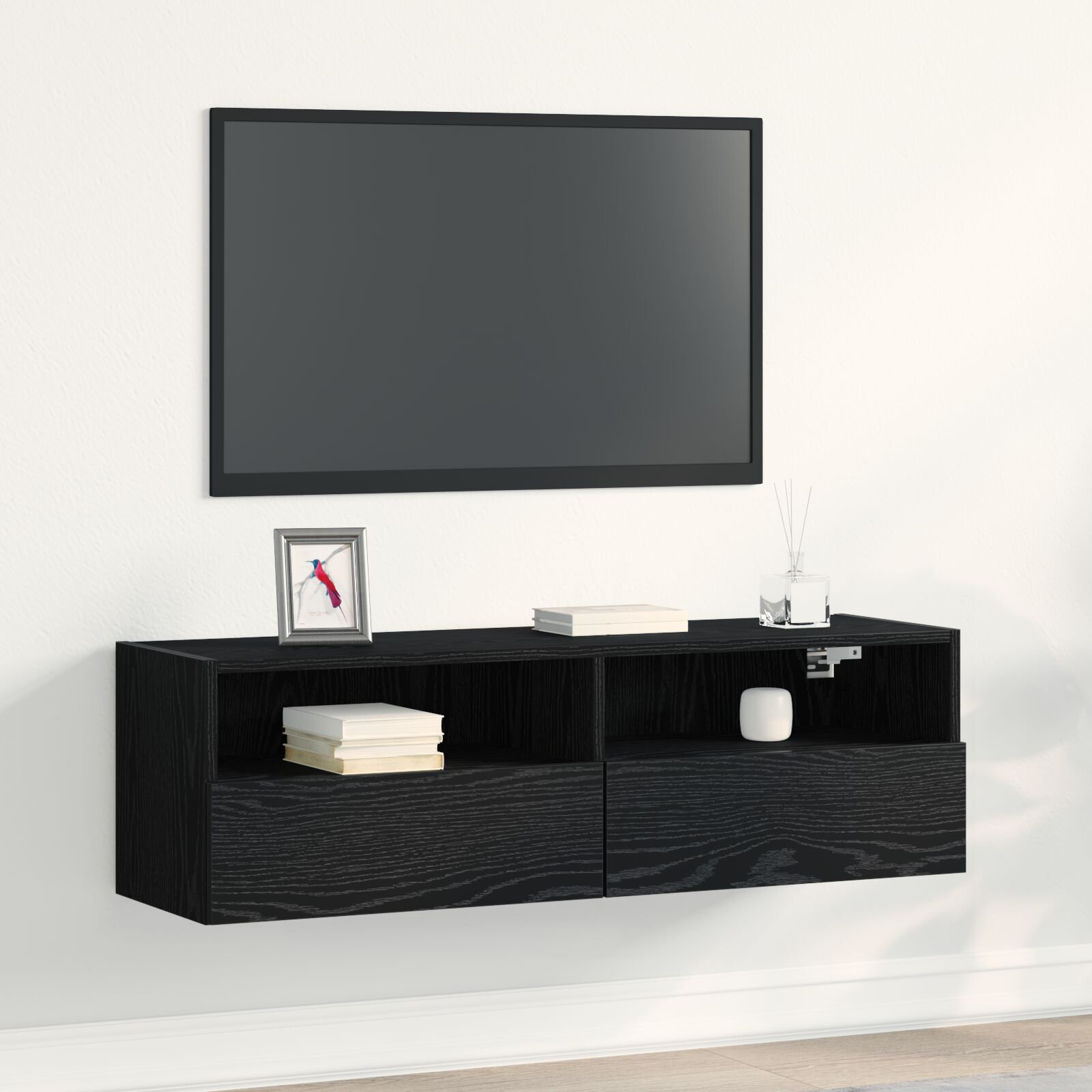 Ebern Designs TV Wall Cabinet Black Oak 100X30x30 Cm Engineered Wood ...