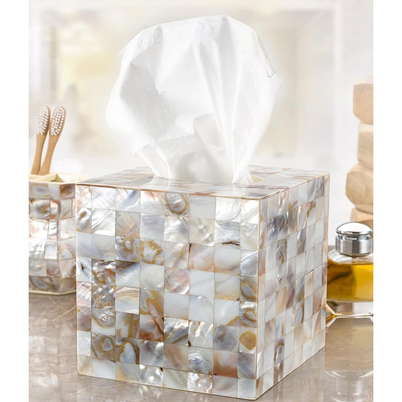 Hokku Designs Milano Square Capiz Shell Tissue Box Cover - Decorative ...