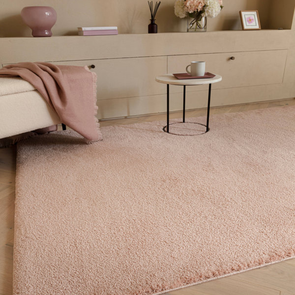17 Stories Symaya Cosy Shaggy Blush Pink Area Rug | Wayfair.co.uk