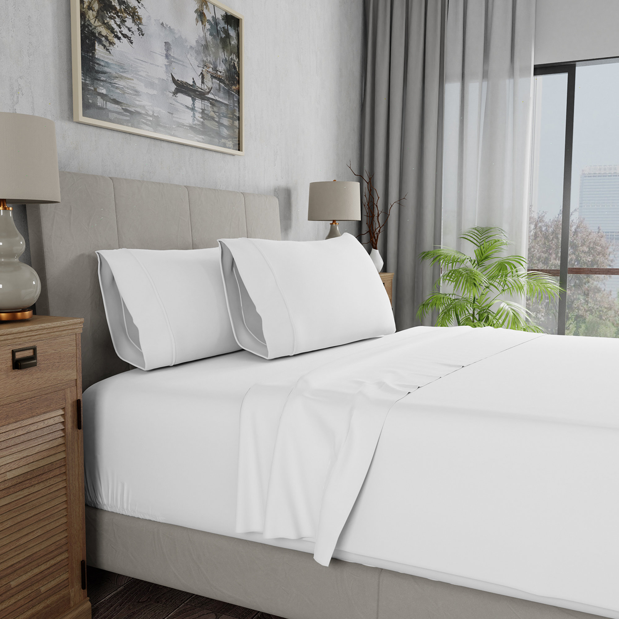 Grand Estate Hotel Hotel Grand Estate Hotel Wrinkle-Resistant Cotton-Rich 6 Piece Flat Sheet Set ...