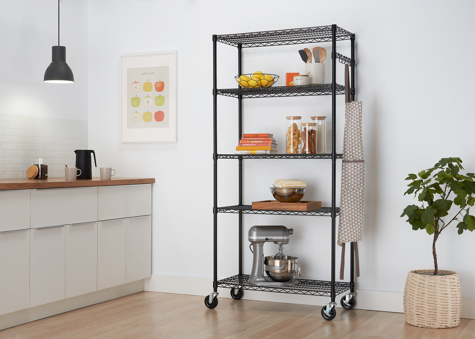 TRINITY EcoStorage 5-Tier NSF Steel Wire Shelving Unit w/ Wheels (36 in ...