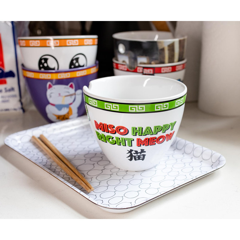 Toynk Bowl Bop Miso Happy Japanese Dinnerware Set | 16-ounce Ramen Bowl ...