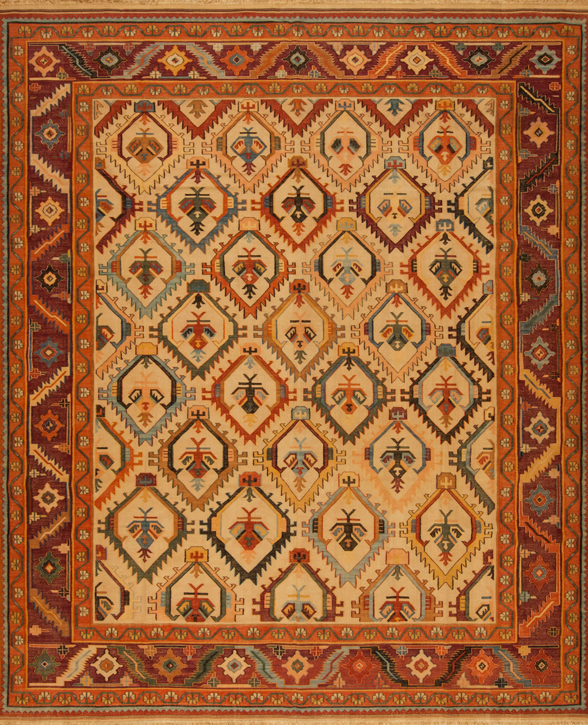 Samad Rugs Discovery Rectangle 10' x 12' Area Rug in Cream/Brown/Red ...