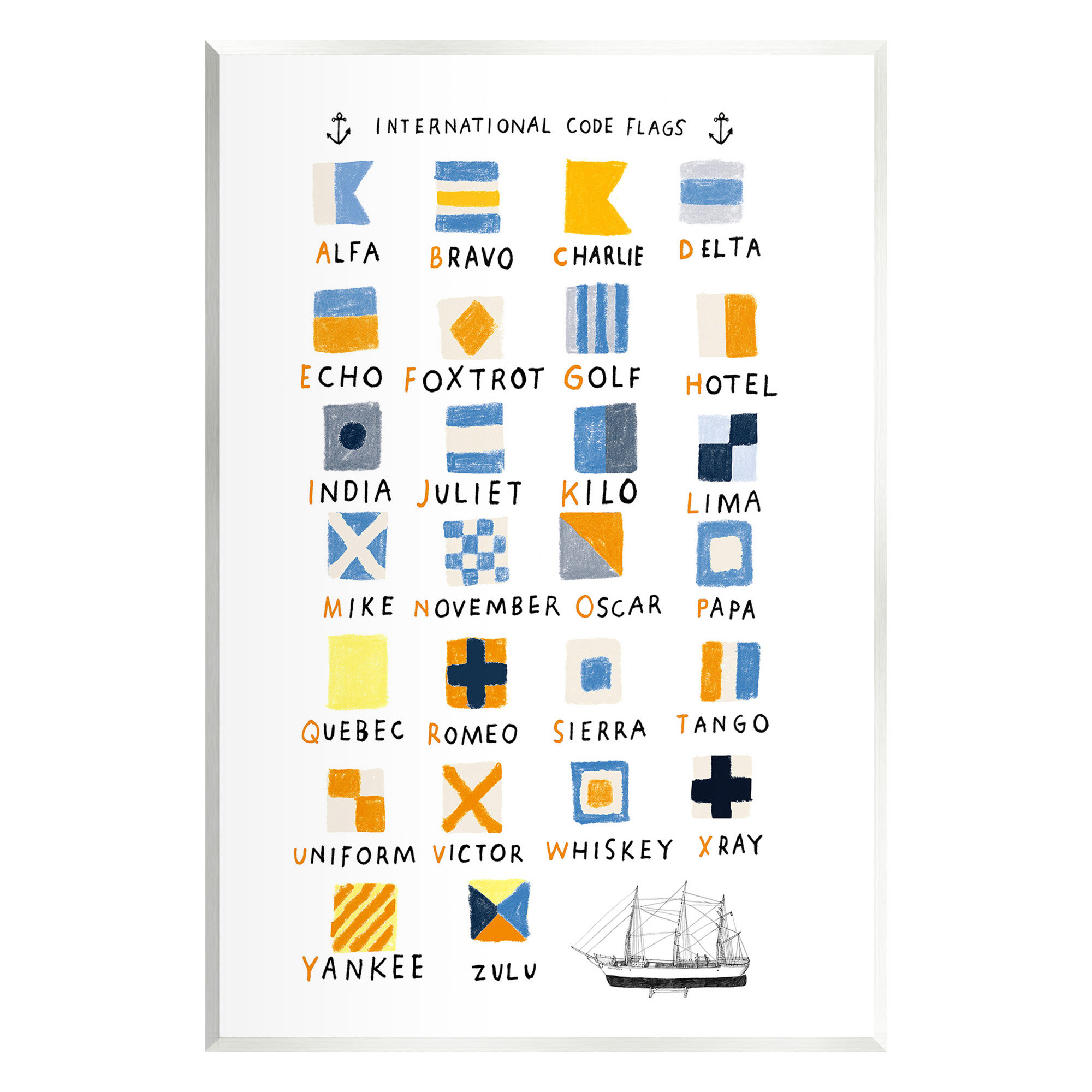 Stupell Industries Nautical Boat Flags Wall Plaque Art by Hanna Melin ...