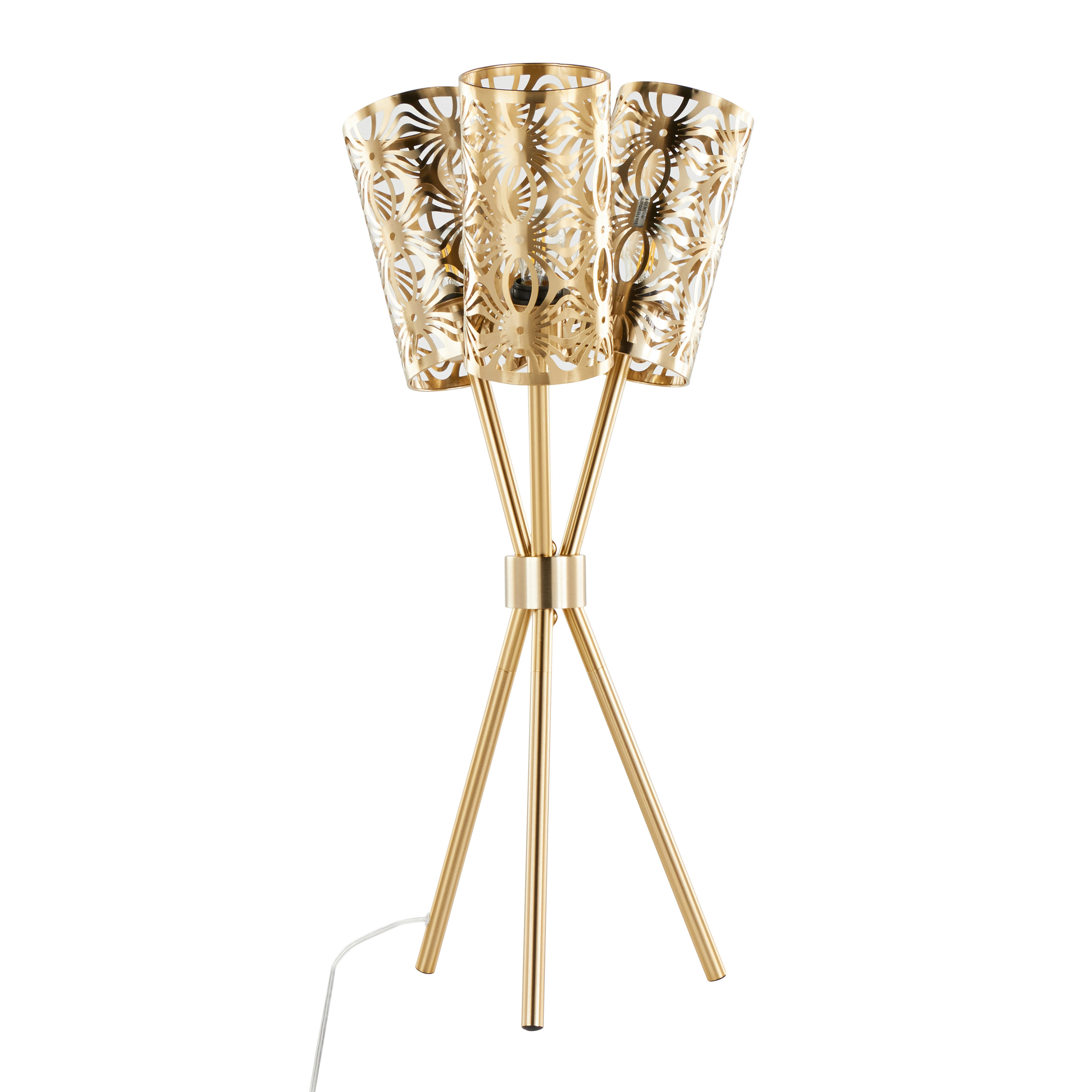 Mercer41 Tres-Tripod 32" Contemporary Metal Table Lamp In Royal Gold ...