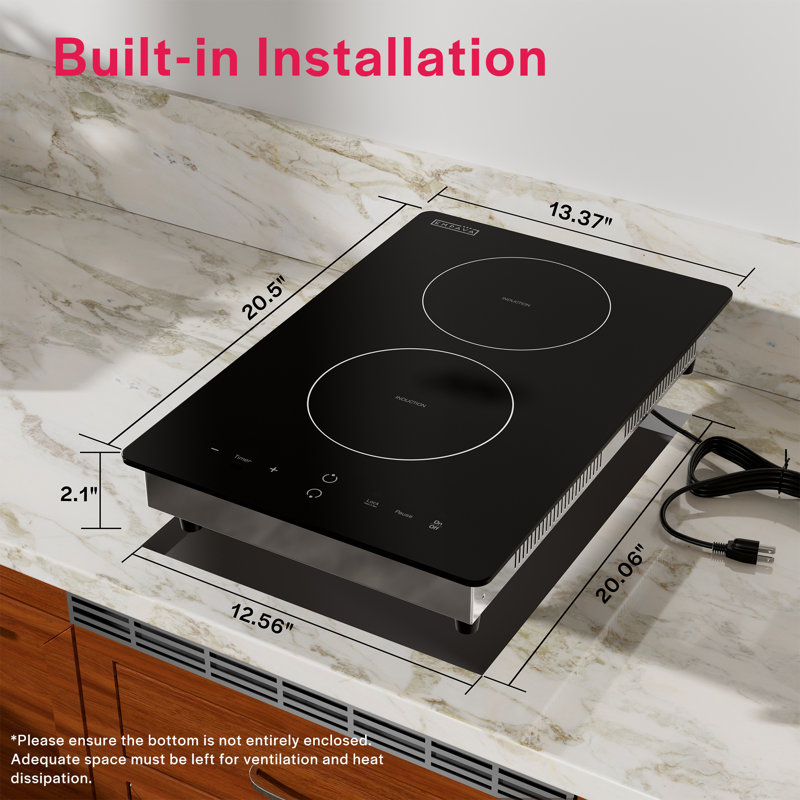Empava 13 Inch Electric Induction Cooktop Smooth Surface with 2 Burners ...