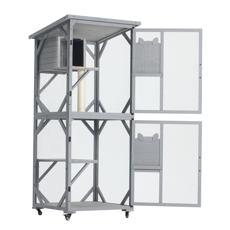 Archie & Oscar™ 70.9" Large Outdoor Cat House Catio Enclosure on Wheels ...