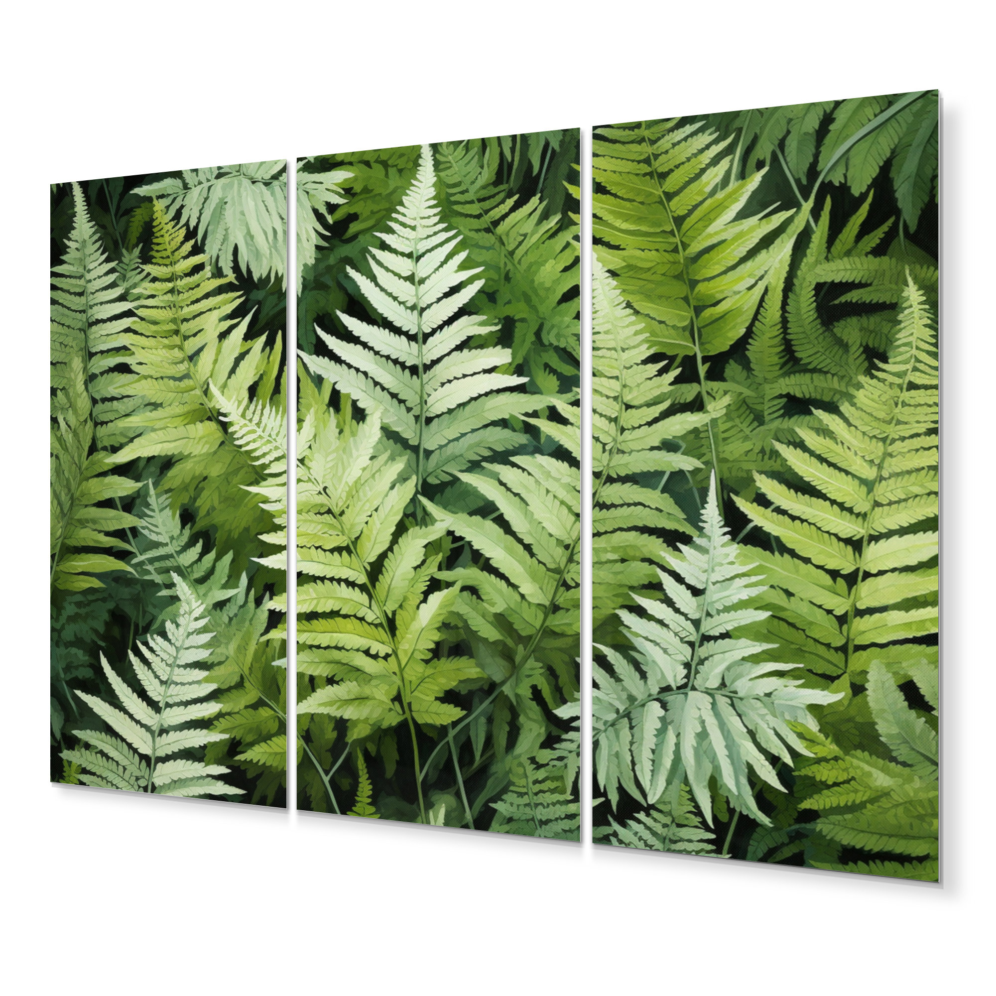 Design Art Ferns Enchanting Ferns II - Floral Metal Wall Art Prints Set ...