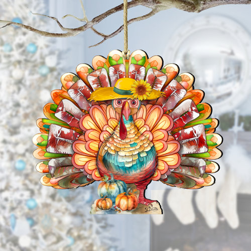 Designocracy Thanksgiving Turkey Wooden Ornament by G. Debrekht | Wayfair