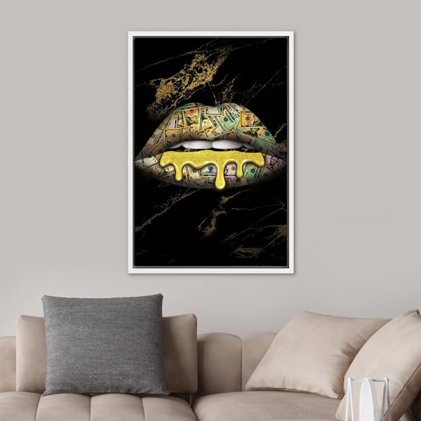 IDEA4WALL Gold Dripping Lip Money Talk Graffiti & Street Art Famous ...