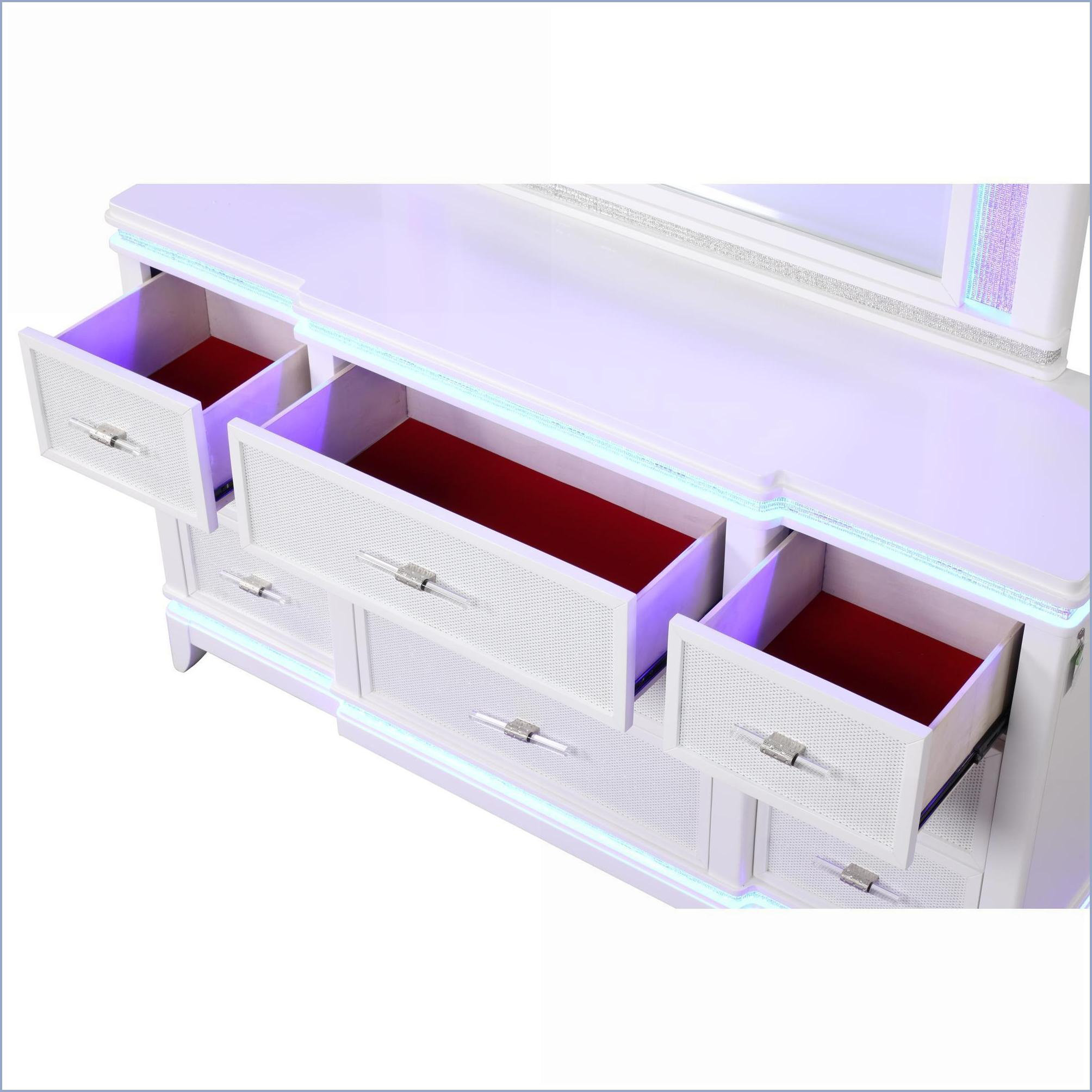 Orren Ellis Bedroom Set 5 Pc Contemporary Opium-Inspired Milky White ...