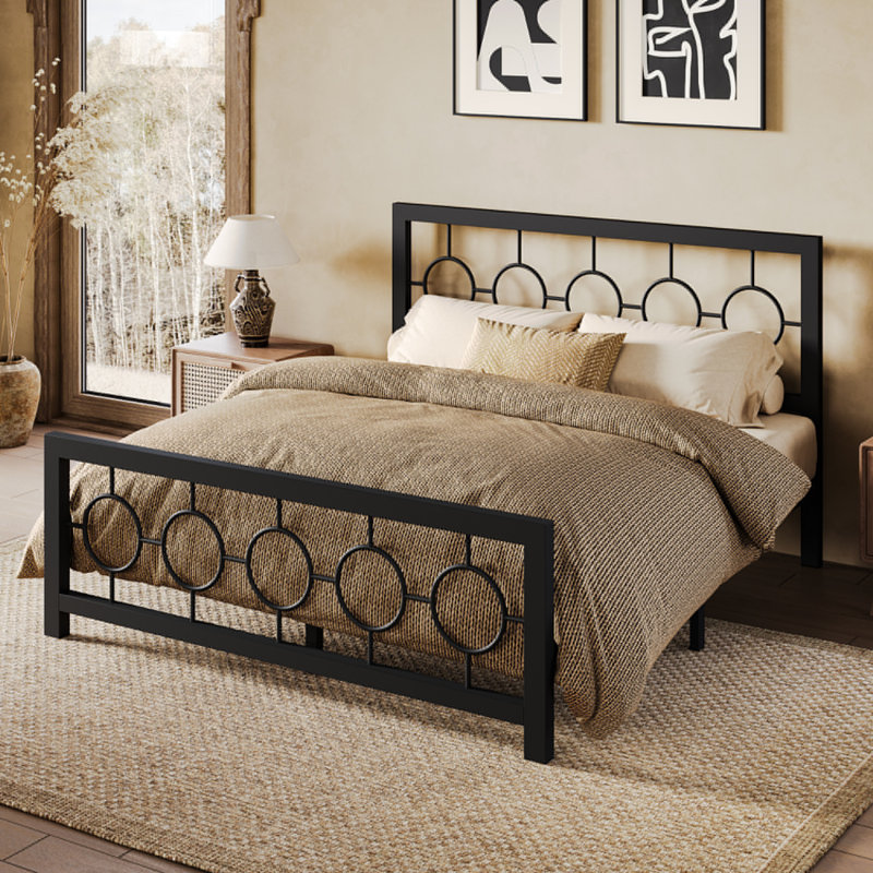 Latitude Run® Mauppin Metal Platform Bed With Vintage Circular Design ...