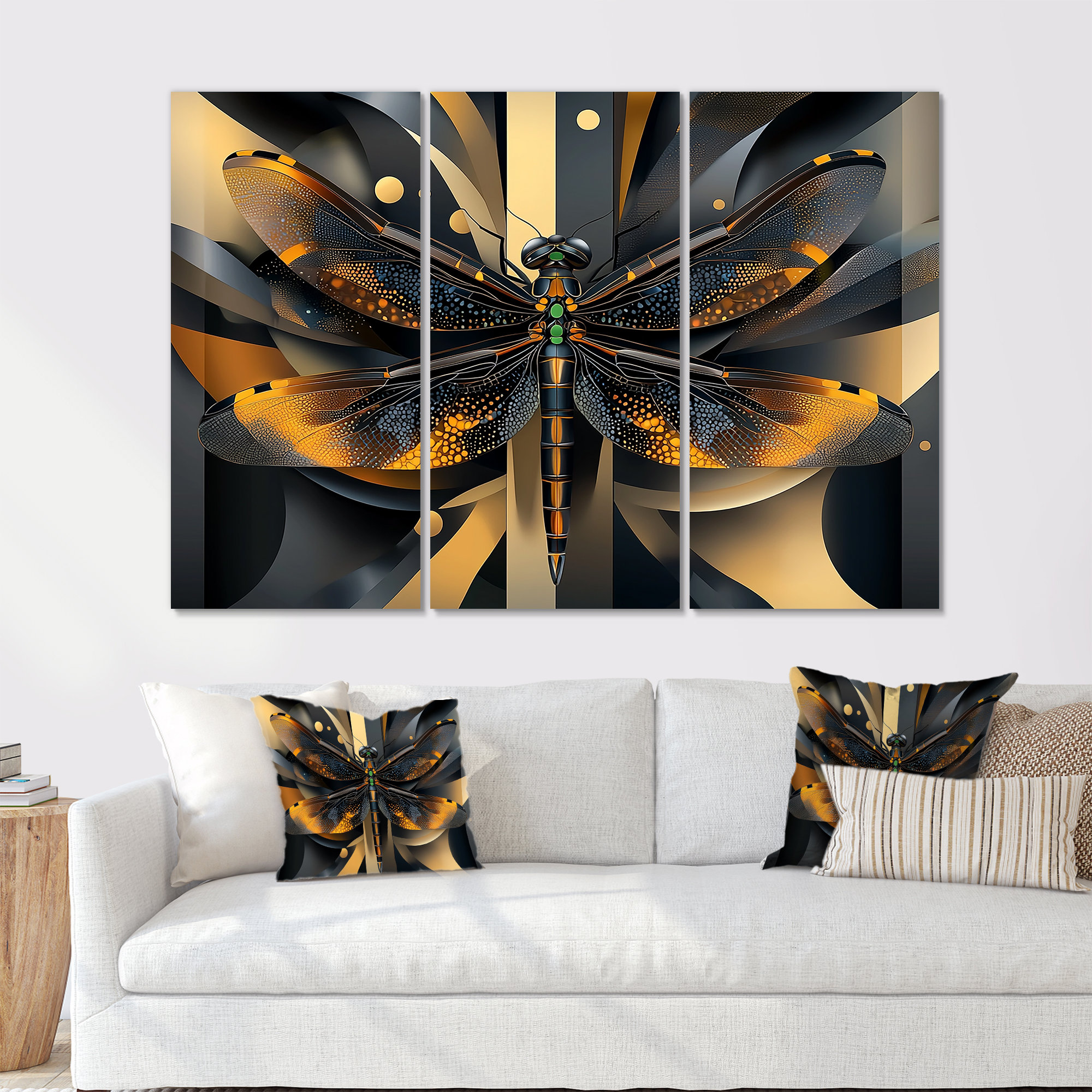 August Grove® Black And Gold Dragonfly Garden Guardian - Dragonfly ...