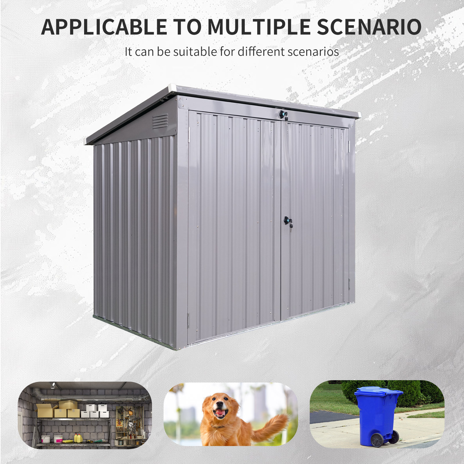 HOA.WWC Metal Outdoor Garbage Bin Shed For 2 Trash Cans With Sloped ...
