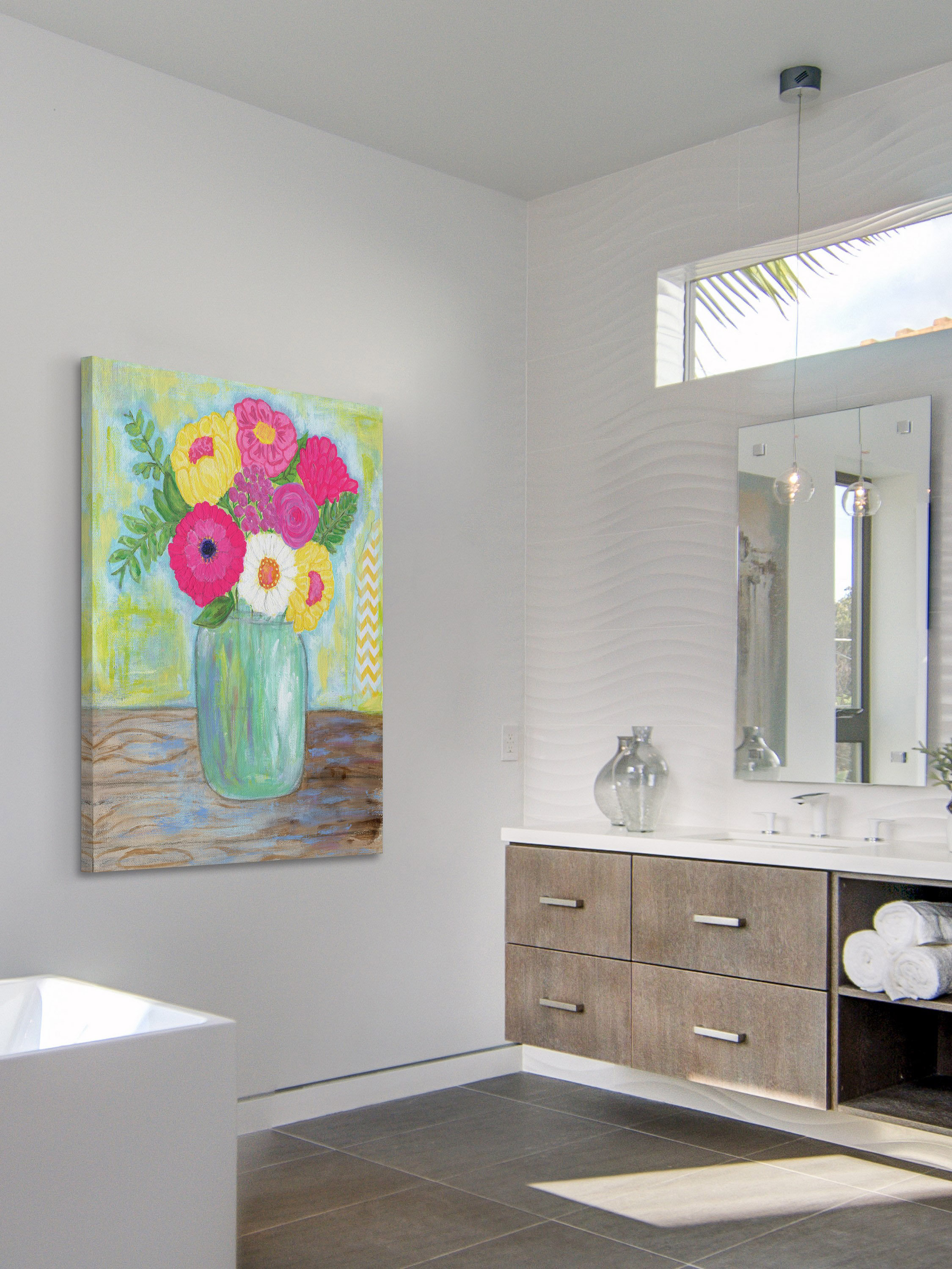 East Urban Home "Mason Jar" by Jill Lambert Art Print Wrapped on Canvas ...