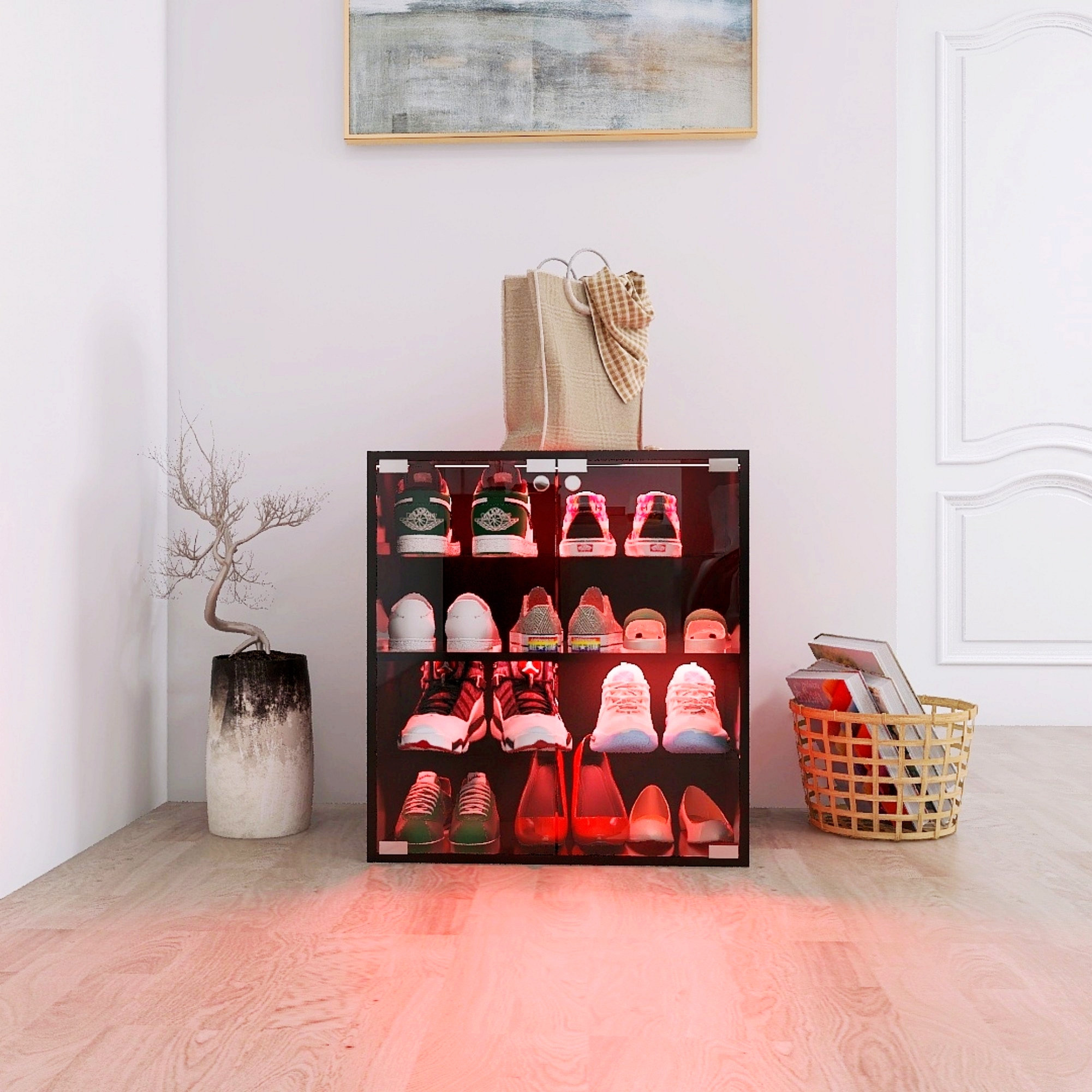 Ivy Bronx Shoe Cabinet With Glass Door, Shoes Display Cabinet With LED ...