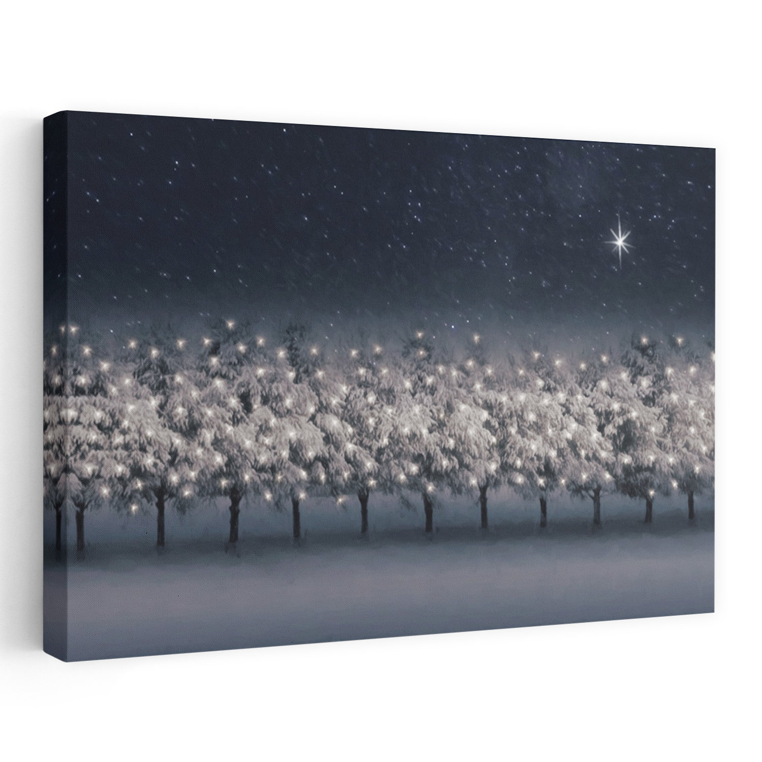 Union Rustic Starry Night At Christmas - Contemporary Row Of Snowy ...