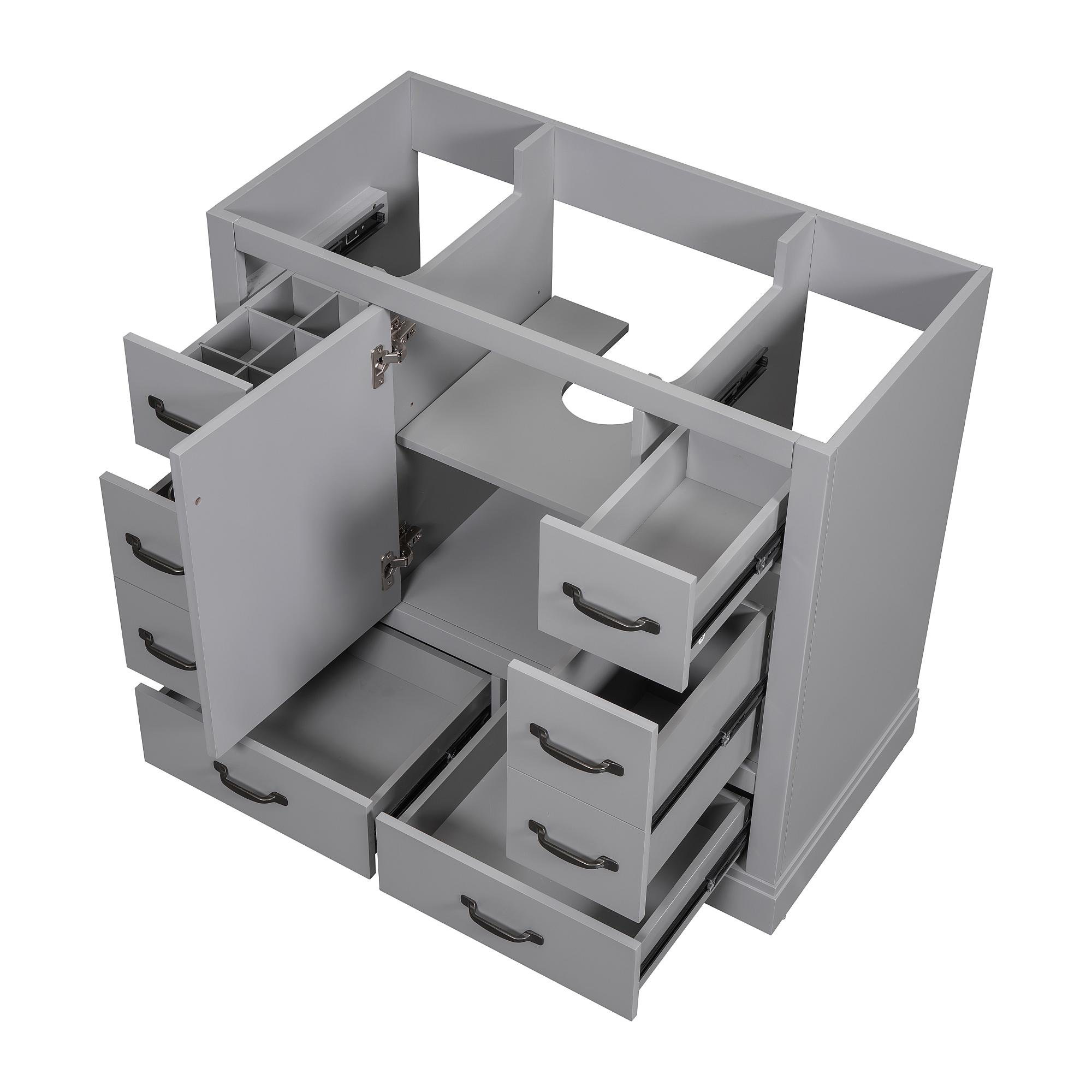 Springland 36" Bathroom Vanity Without Sink, Cabinet Base Only, Six ...