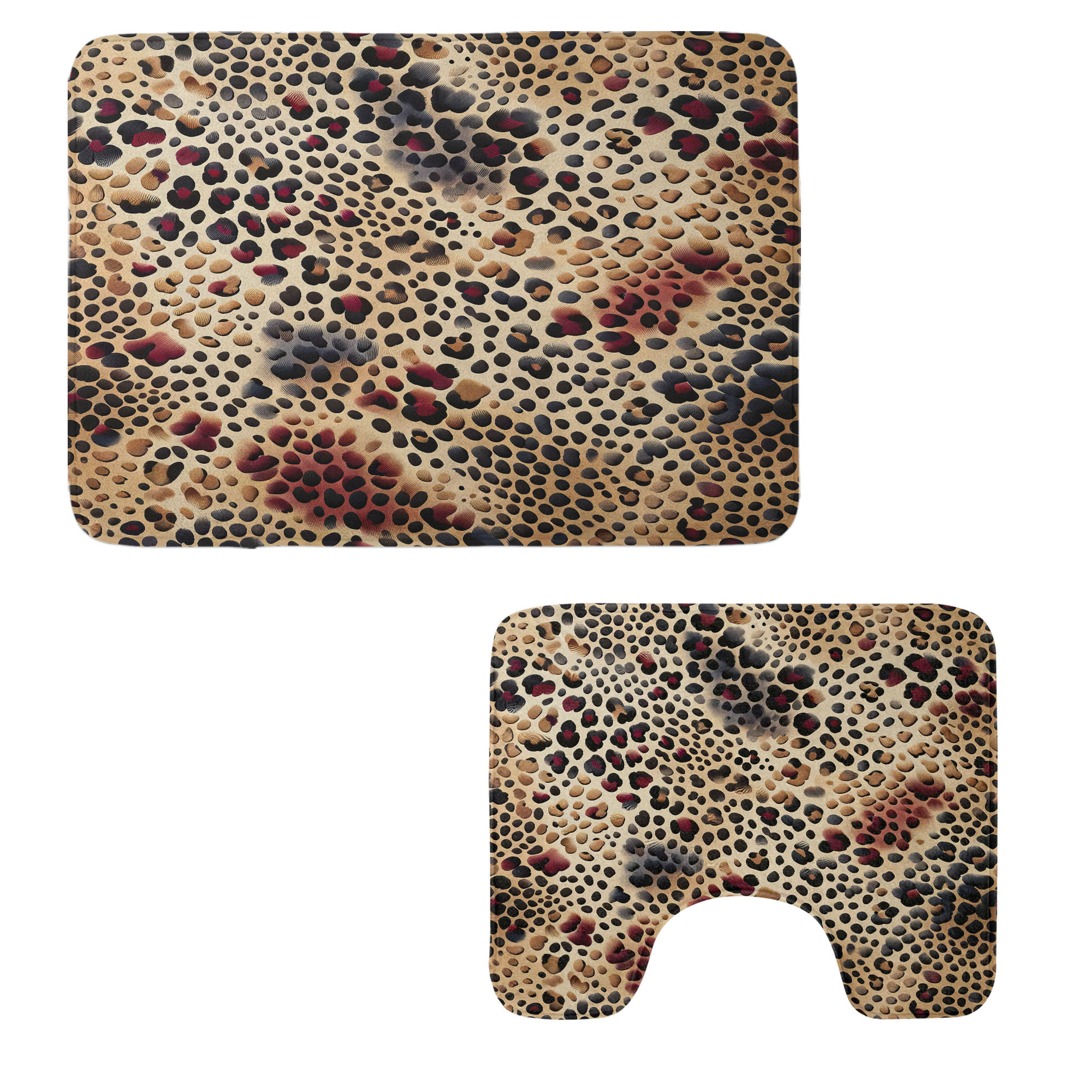 East Urban Home Leopard Bathroom Rug Set 2 Pieces Rectangle & Contour ...