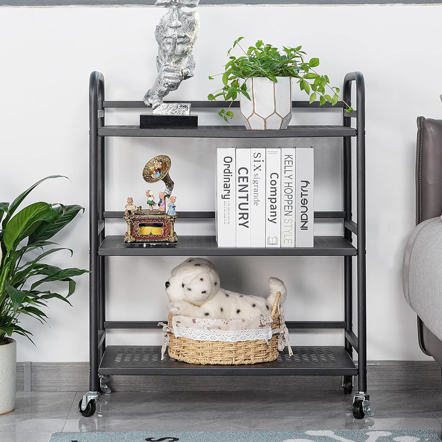 Ivy Bronx Wine Rack And Glass Holders, Rolling Wine Cart For Kitchen ...