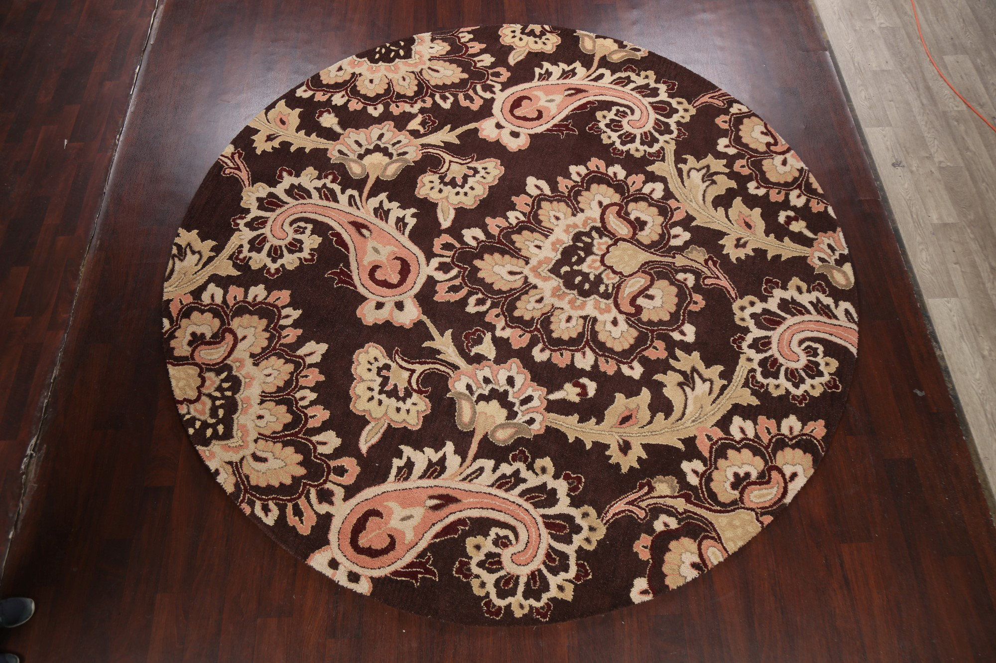 Charlton Home® Round Banff Paisley Handmade Tufted Wool Brown/Beige ...