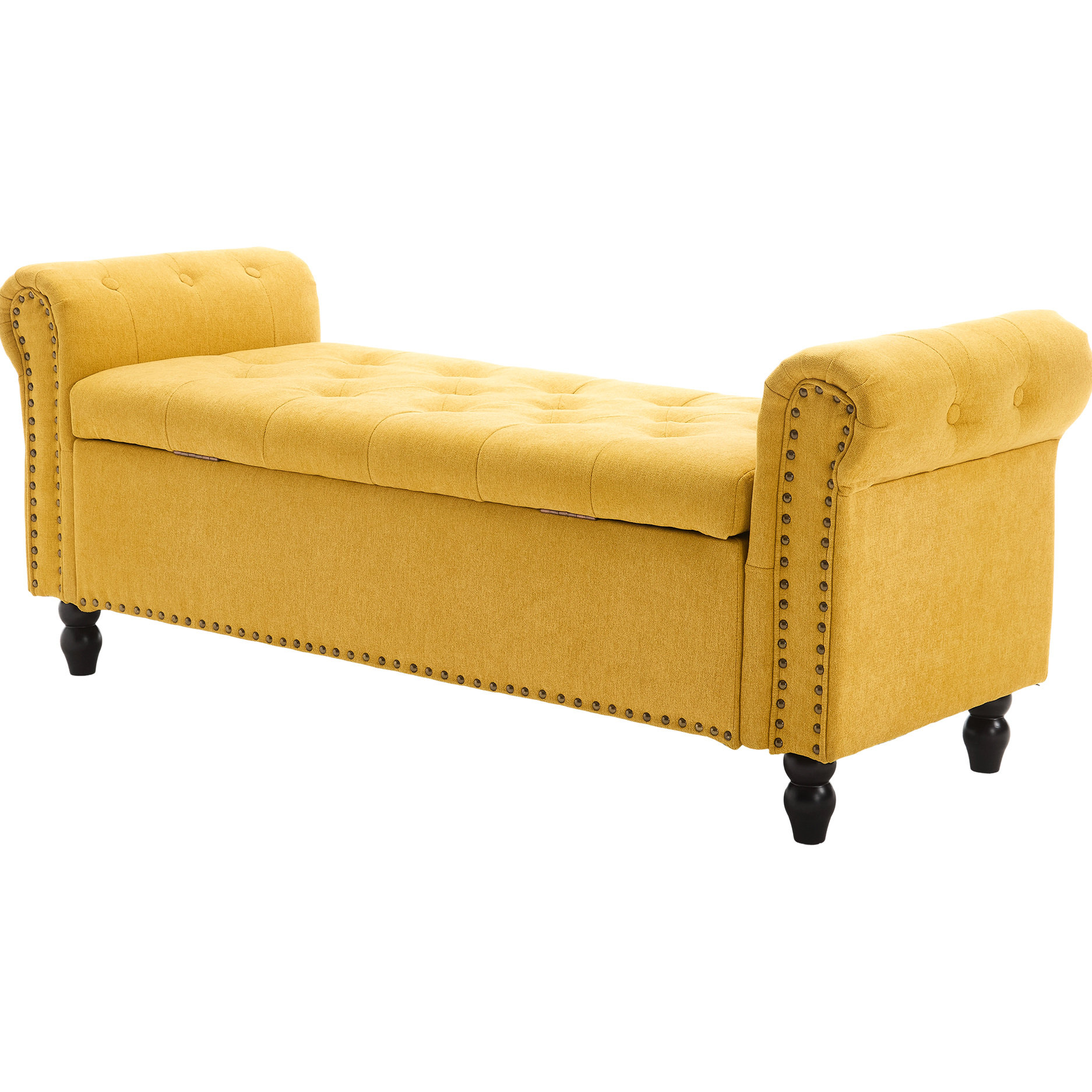 Rosdorf Park Bench. Upholstered Fabric Storage. Button . Living Room ...