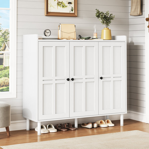 Lark Manor 30 Pair Shoe Cabinet With 3 Doors And Adjustable Shelves For ...
