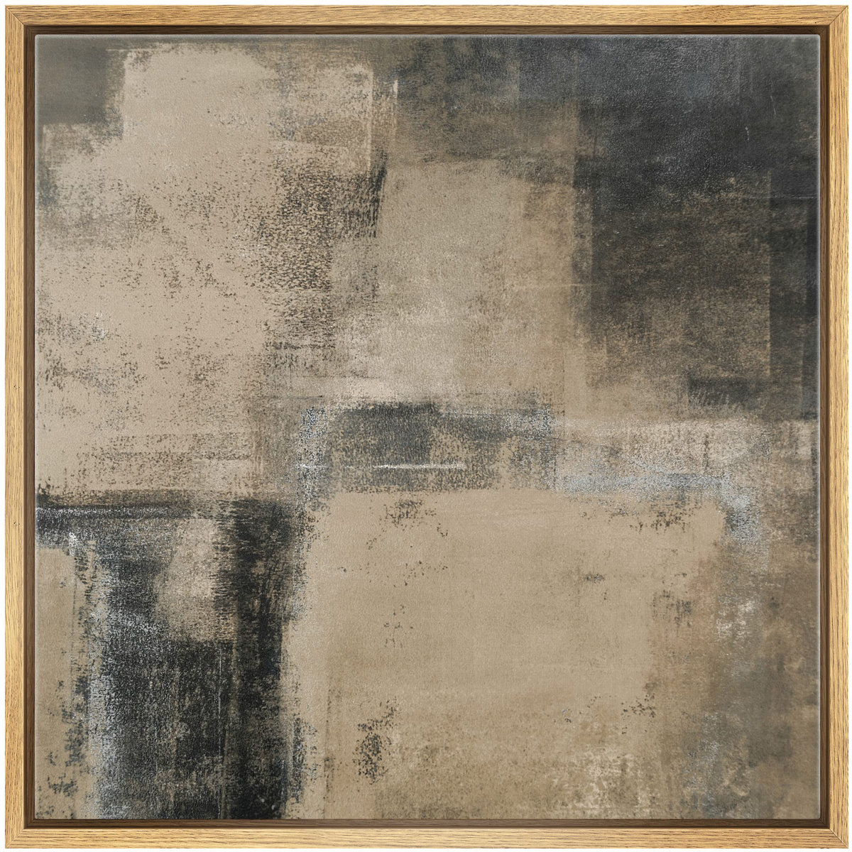 wall26 Faded Textured Brown & Black Color Blocks Abstract Shapes ...