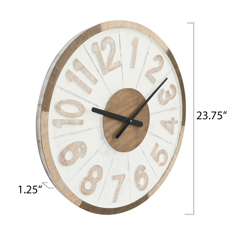 Gracie Oaks Stefans Solid Wood Wall Clock & Reviews | Wayfair
