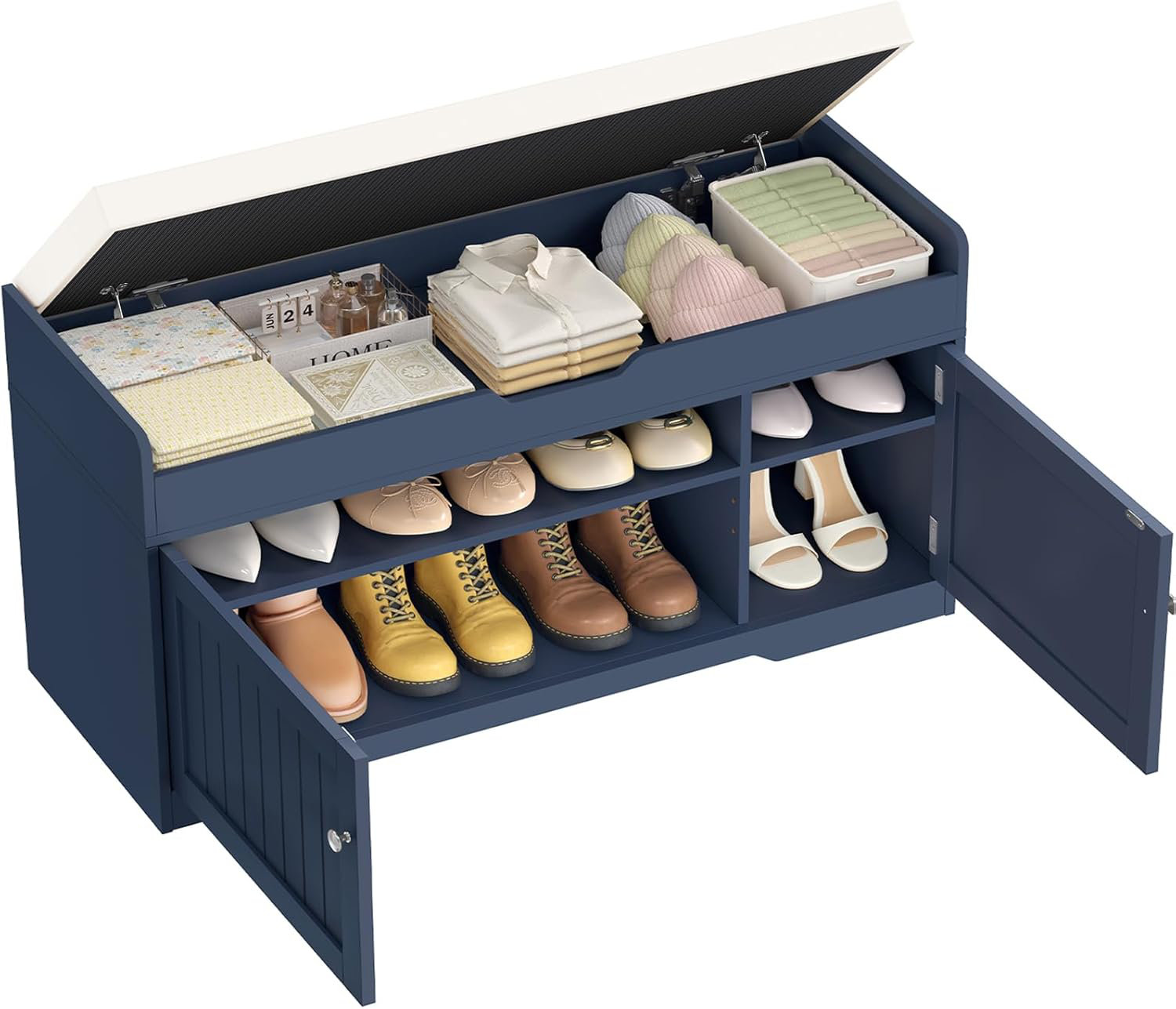 Wayfair 47.3"Shoe Bench,Shoe Storage Bench with 4 Doors, Entryway Shoe ...