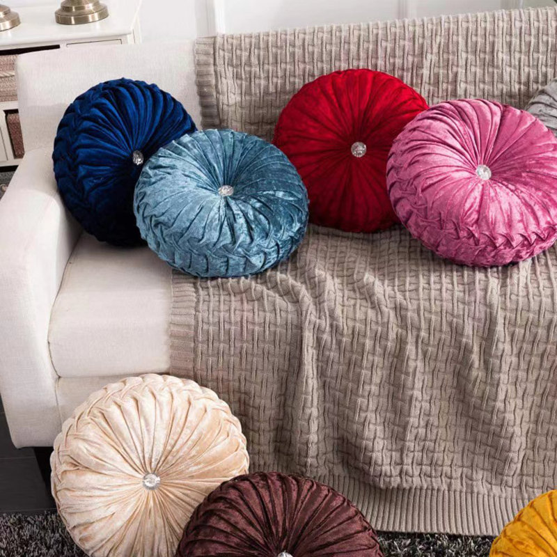 Kindred Home Velvet Round Decorative Pillow for Couch Decor 15-Inch ...