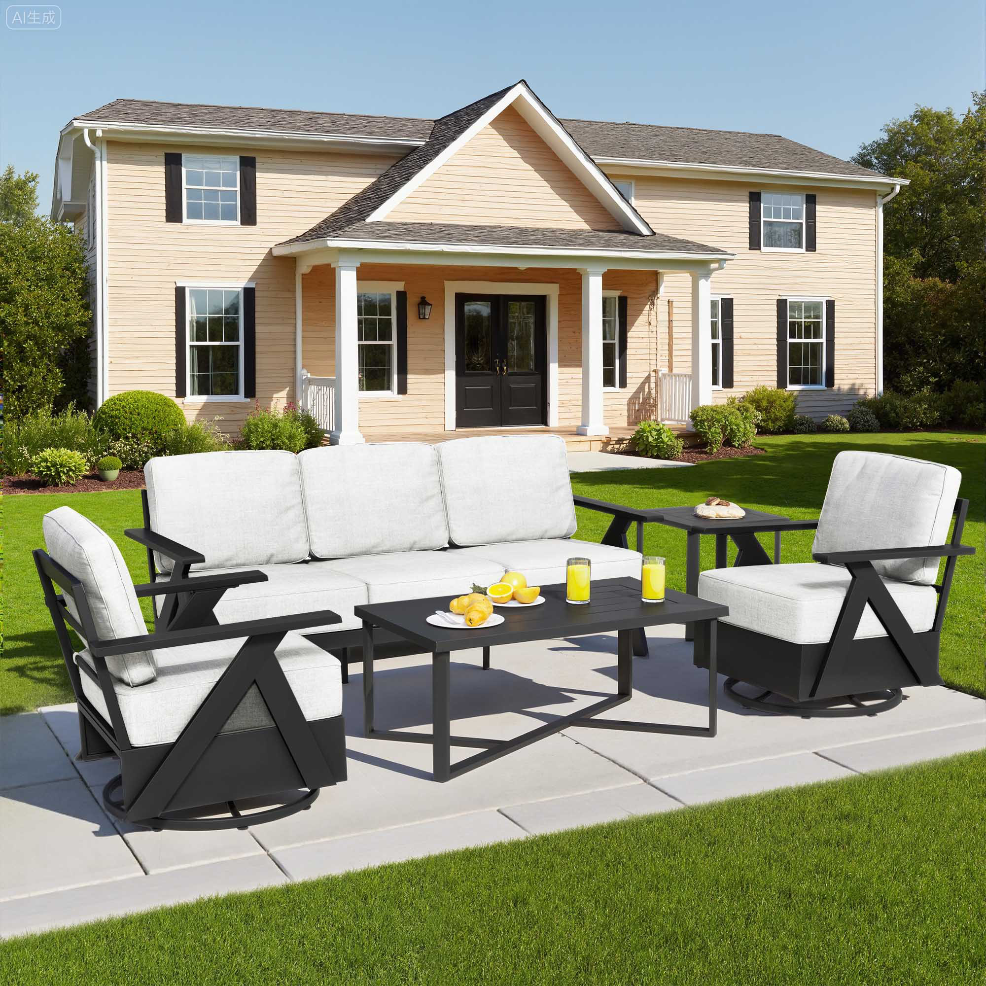 Latitude Run® 5 - Person Outdoor All-Weather Patio Conversation Set ...
