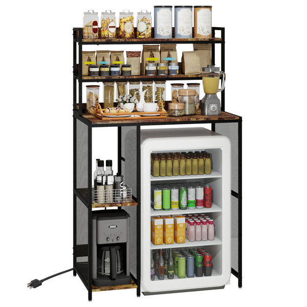 17 Stories Mini Fridge Stand With Storage Shelves, Space Saving Mini ...
