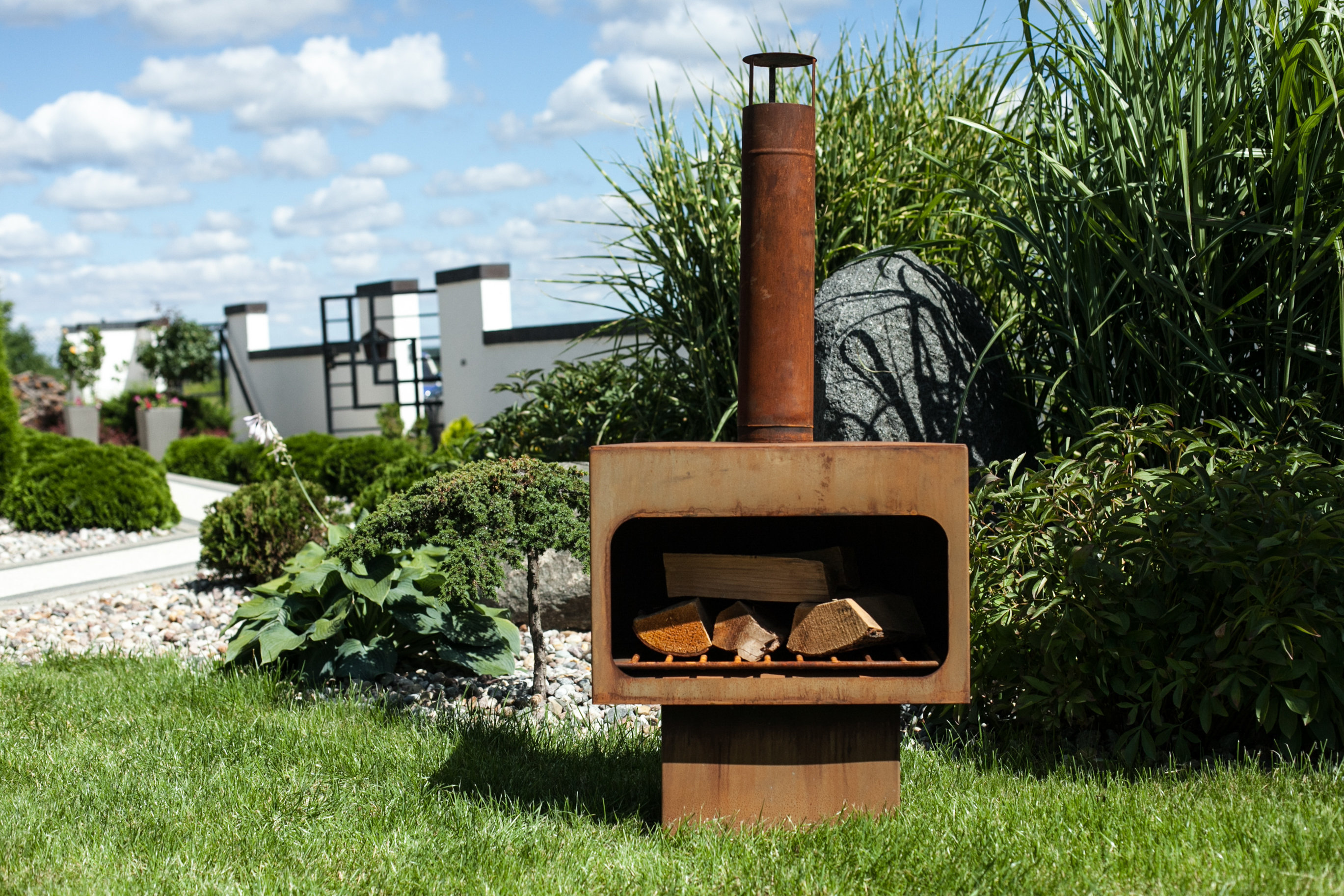 Dakota Fields Braigh 118Cm H x 40Cm W Steel Wood Burning Outdoor ...