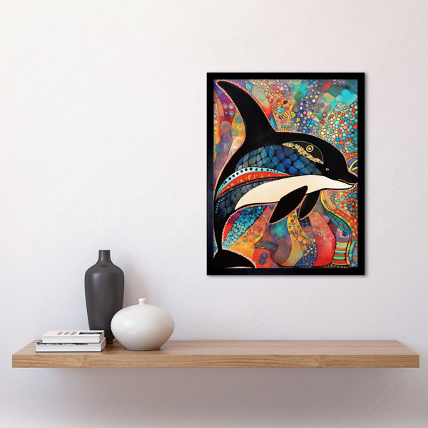 House of Hampton Orca With Decorative Motifs Folk Art Art Print Framed ...
