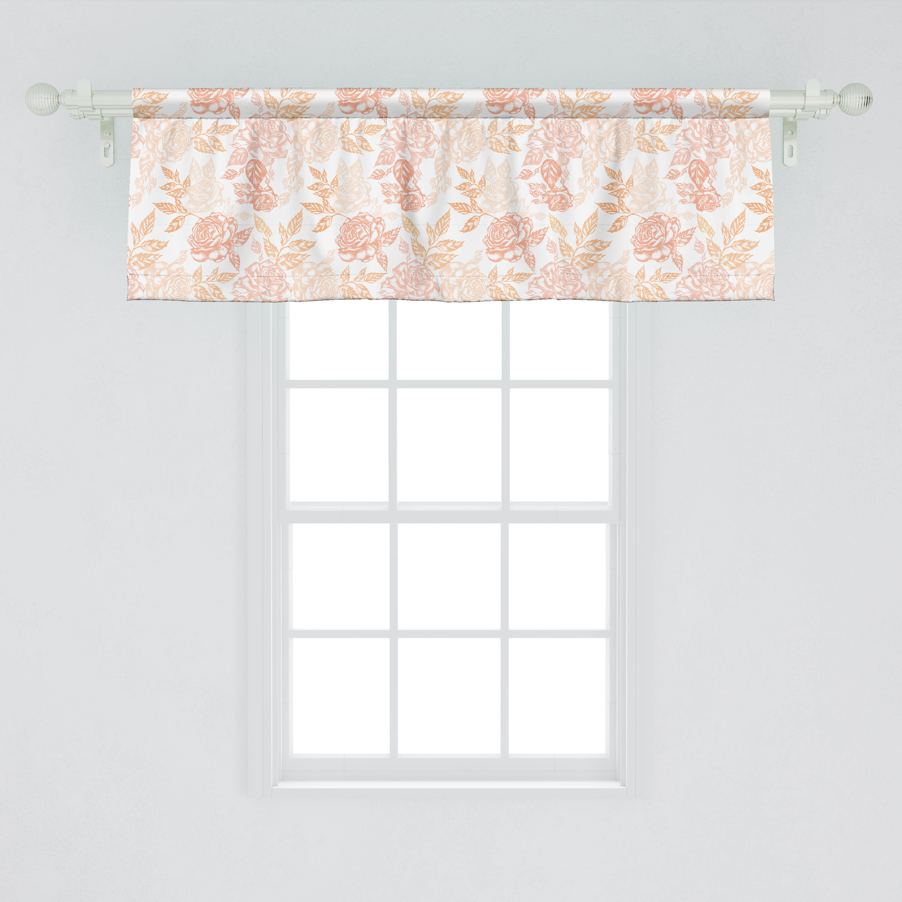 Ambesonne Vintage Rose Valance Pack of 2 Peachy Tone Floral Art 54 ...