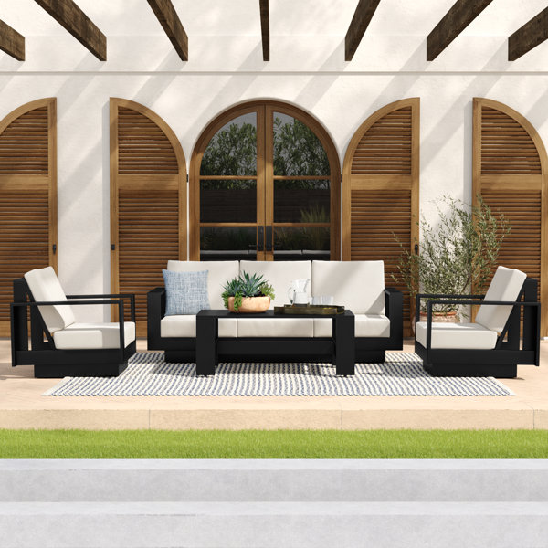 Joss & Main Sterling 4-Piece Outdoor Seating Group with Swivel Chairs ...