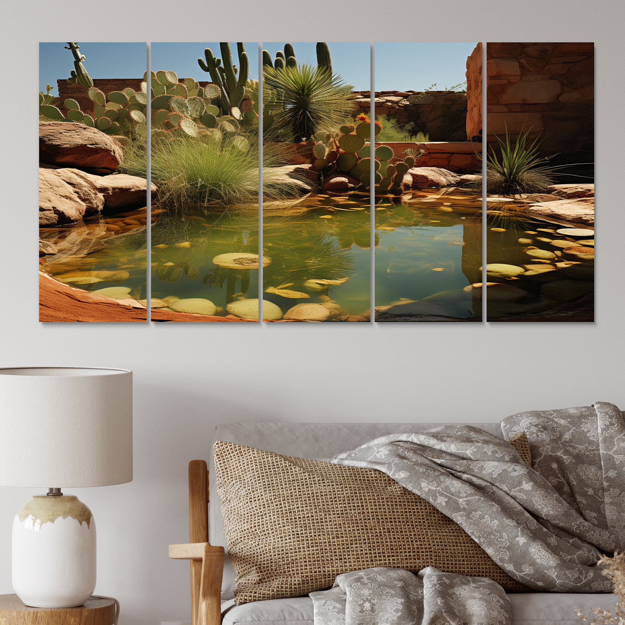 Union Rustic Desert Oasis II - Landscapes Canvas Print - 5 Equal Panels ...