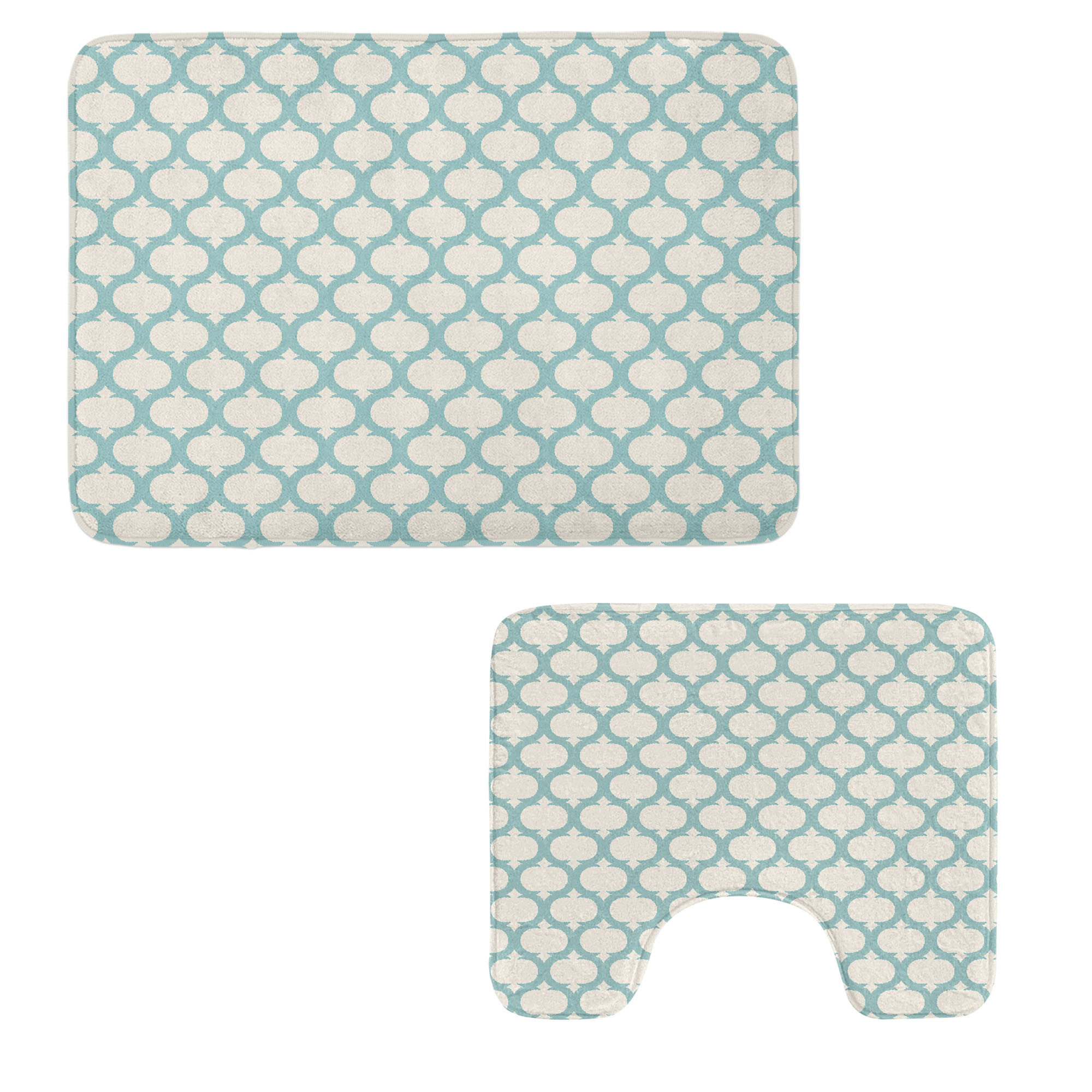 Dakota Fields Aqua Bathroom Rug Set 2 Pieces Rectangle & Contour Mats ...