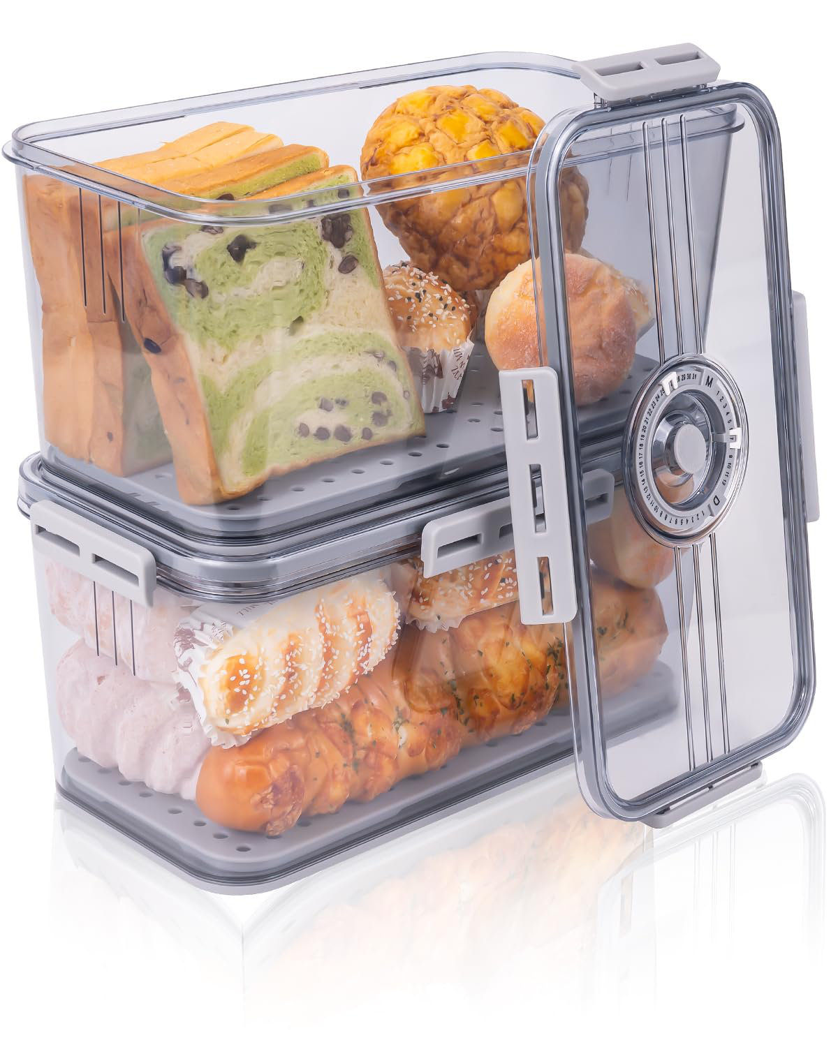 Hokku Designs Bread Box 2 Pack Airtight Bread Containers Keep Track Of ...