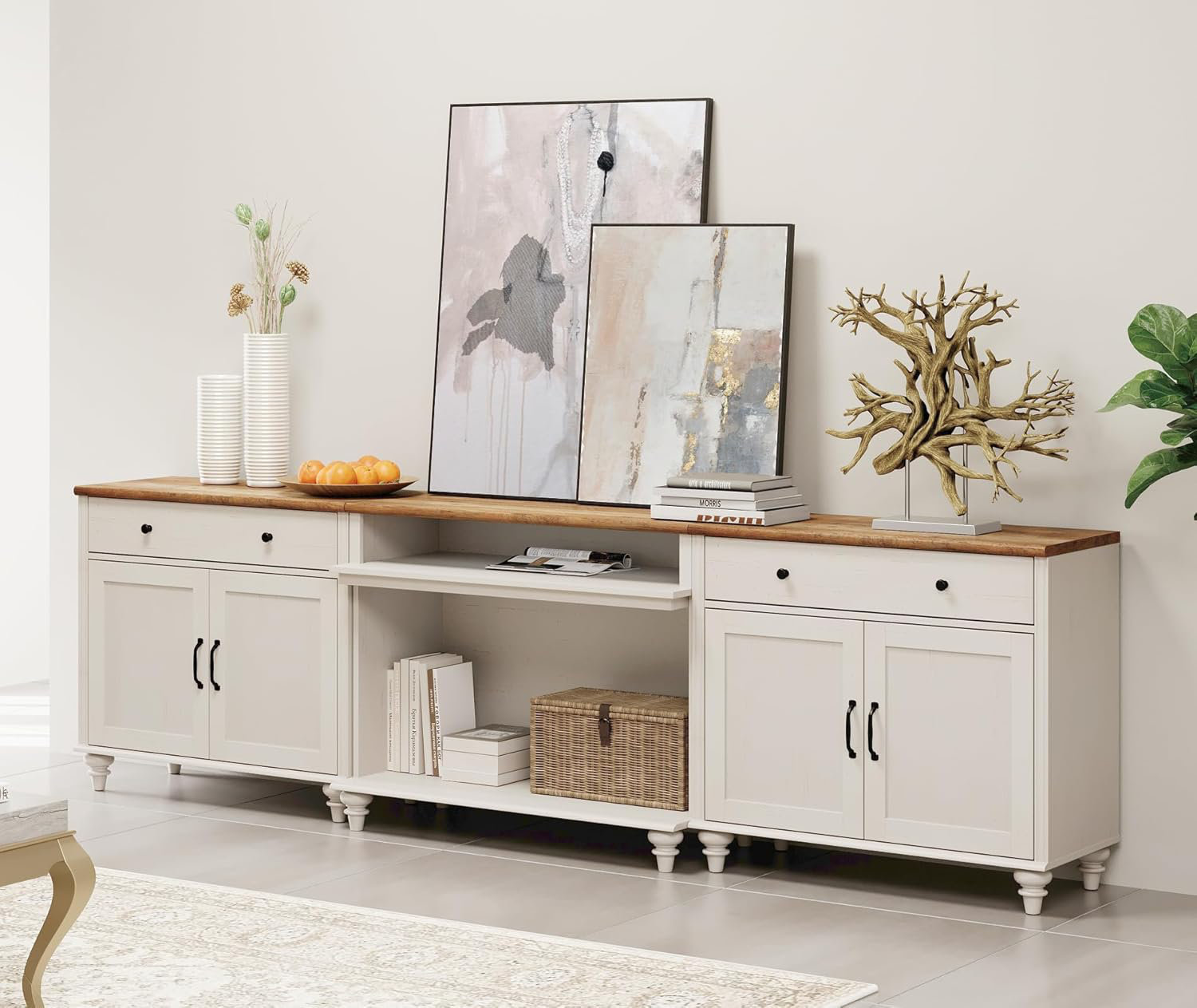 Alcott Hill® Farmhouse 100'' TV Stand & Entertainment Center With 8 ...