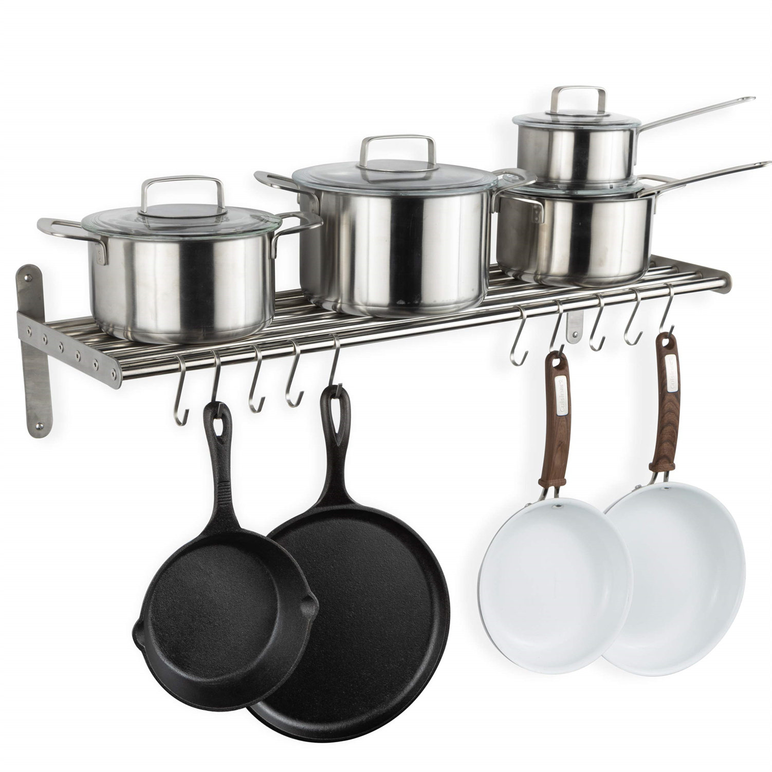 Prep & Savour Stainless Steel Rectangle Wall Mounted Pot Rack | Wayfair