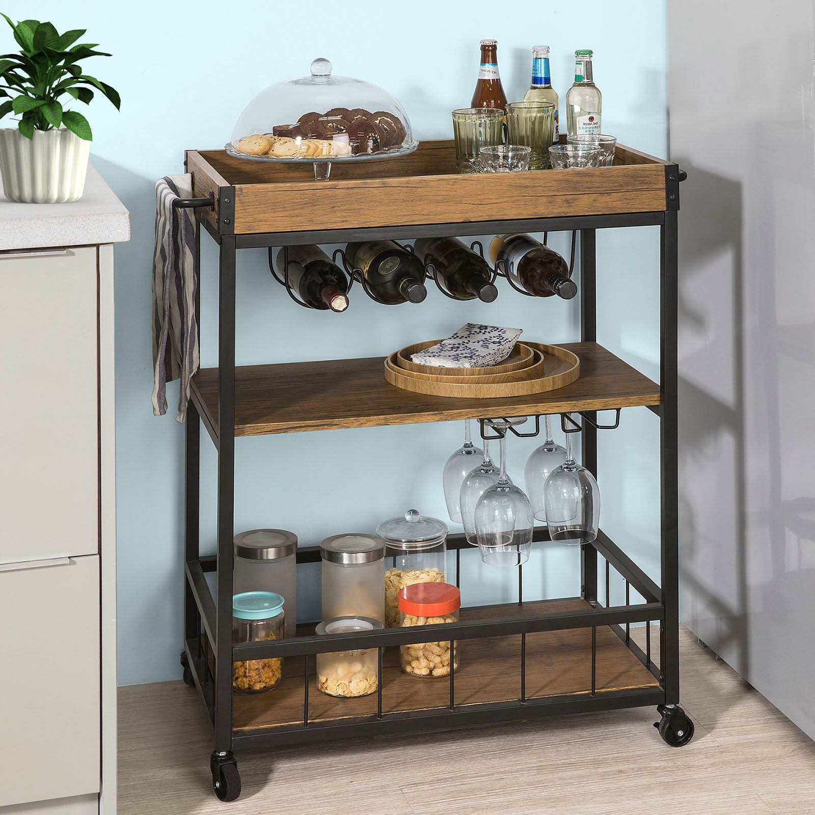 17 Stories Zabby Metal Bar Cart | Wayfair