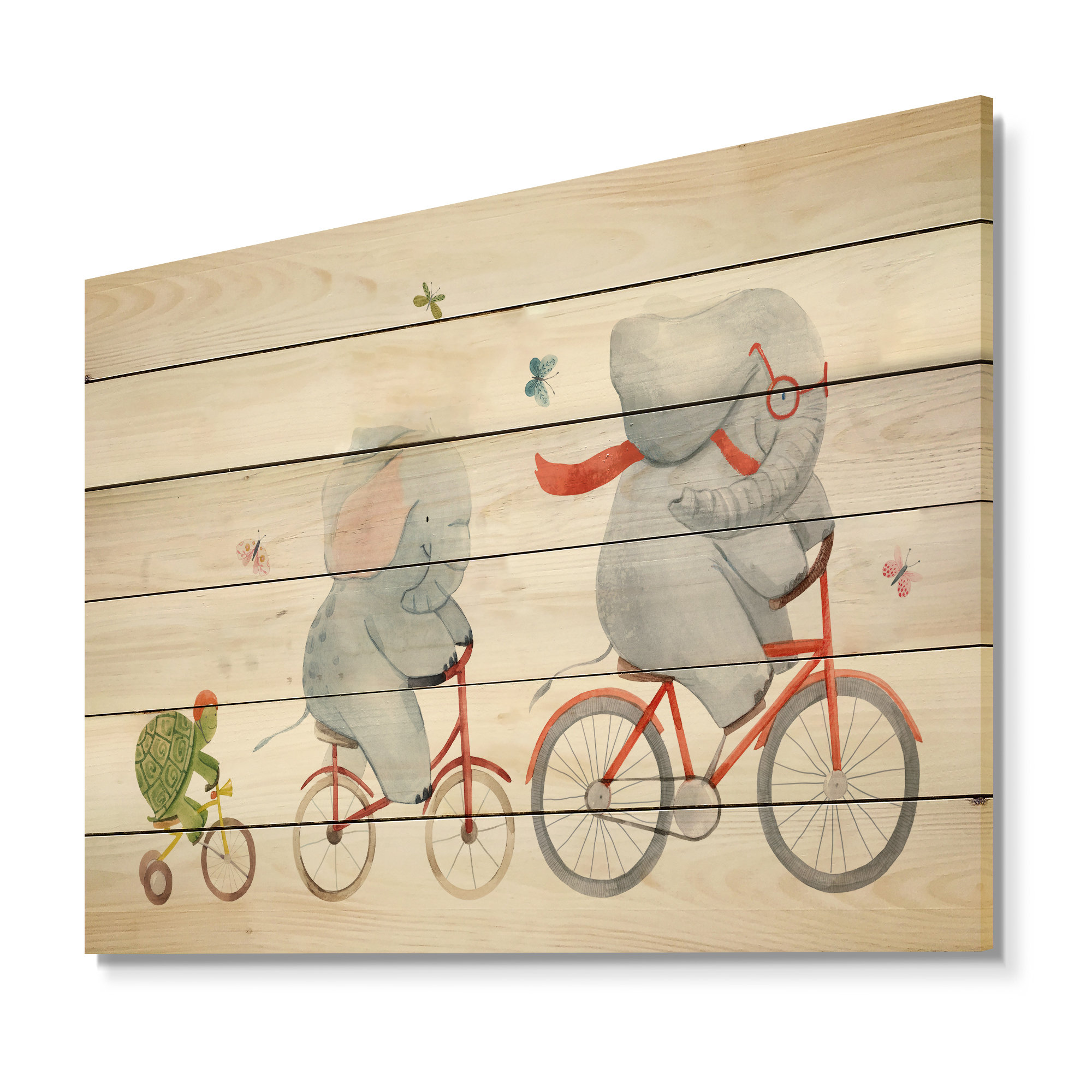 Zoomie Kids Cute Animals On Bicycle IV - Traditional Print on Wood ...