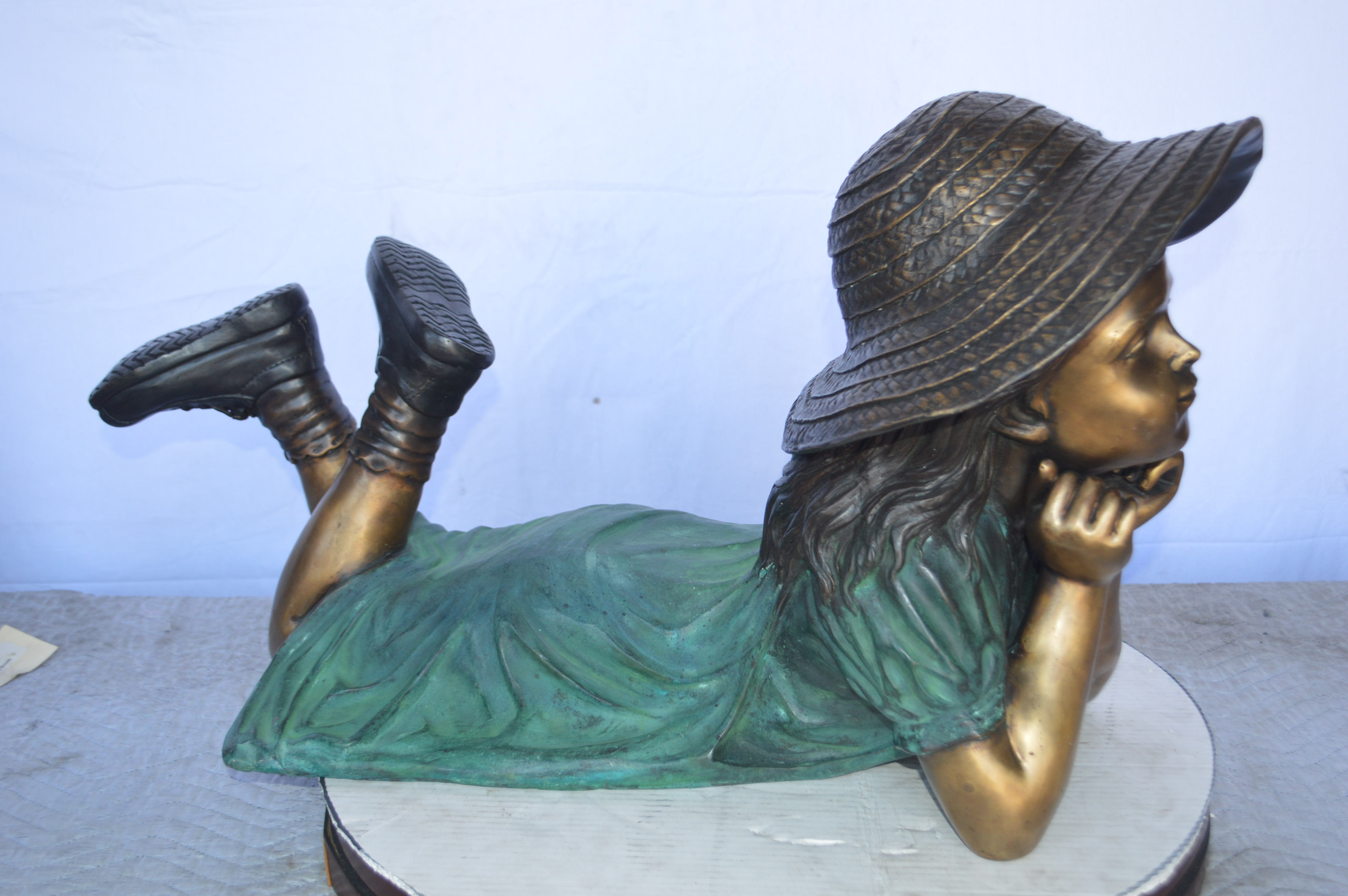 Rosalind Wheeler Selene Girl Wearing A Hat Lying on Stomach Bronze ...