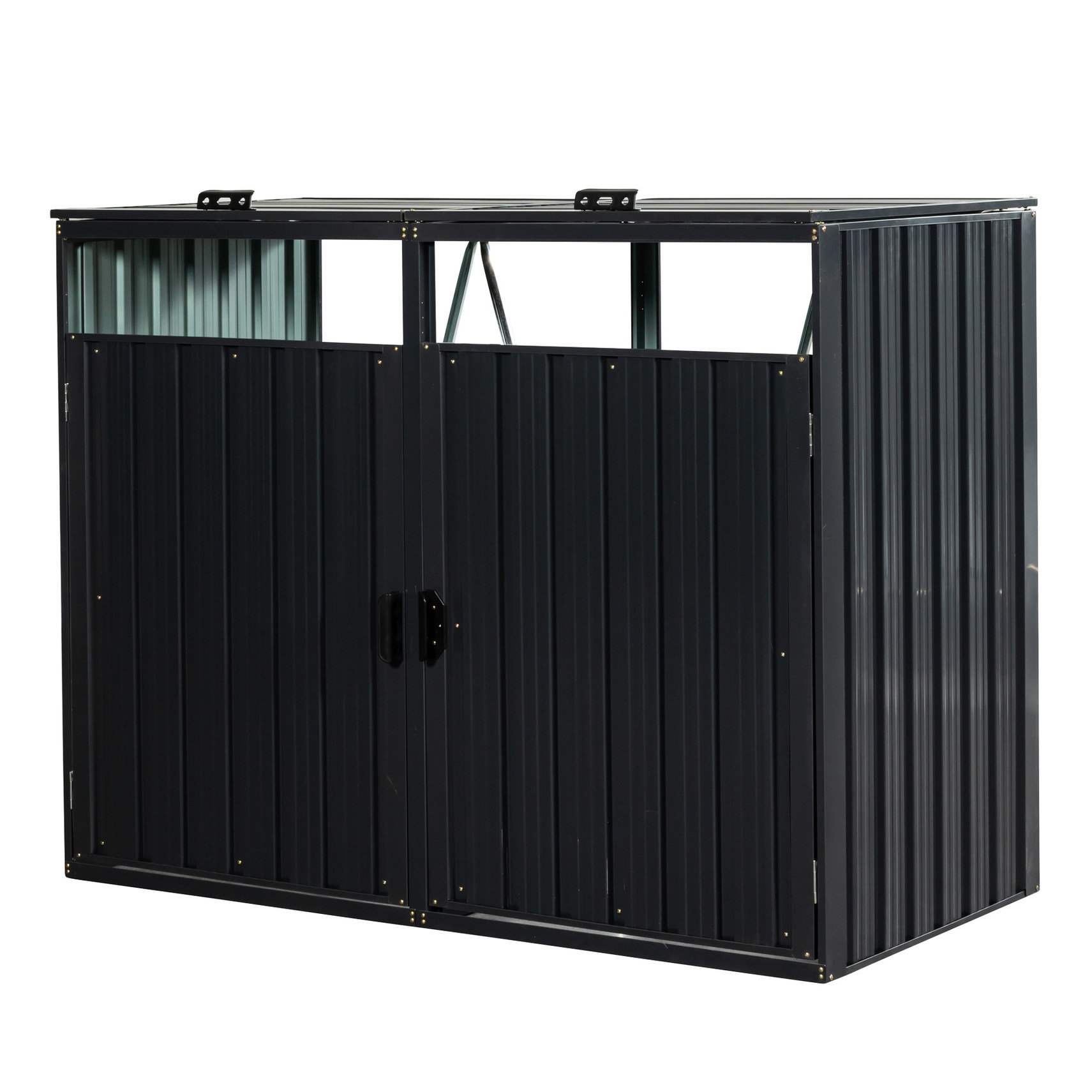 Banior Iron Garbage Storage Shed For Yard - 2 Can Capacity, 48.18 In ...