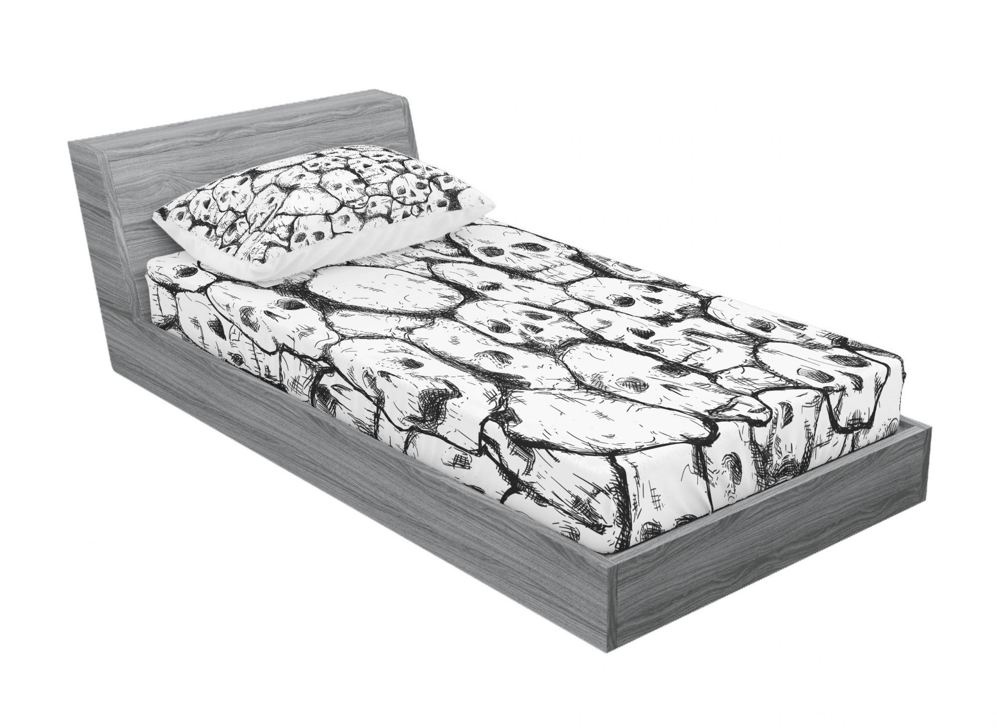 Ambesonne Conjoined Head Motifs Spooky Fossils Sheet Set | Wayfair