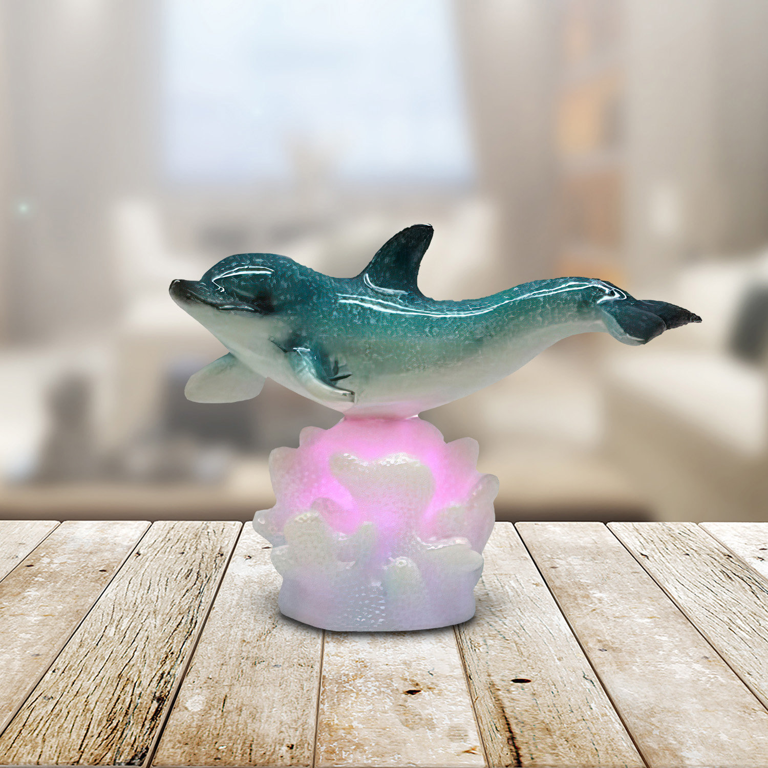 Dovecove Cevallos 3.5"H LED Dolphin on Coral Figurine Unique Gifts ...
