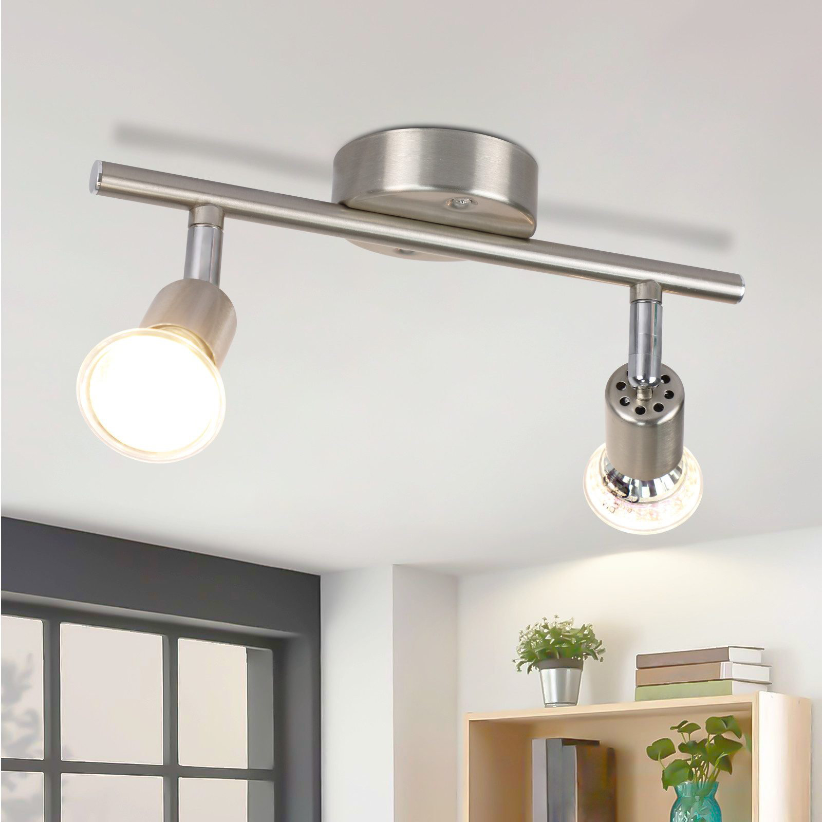 Metro Lane LED Ceiling Spotlight Swiveling GU10 2-Flame Ceiling ...